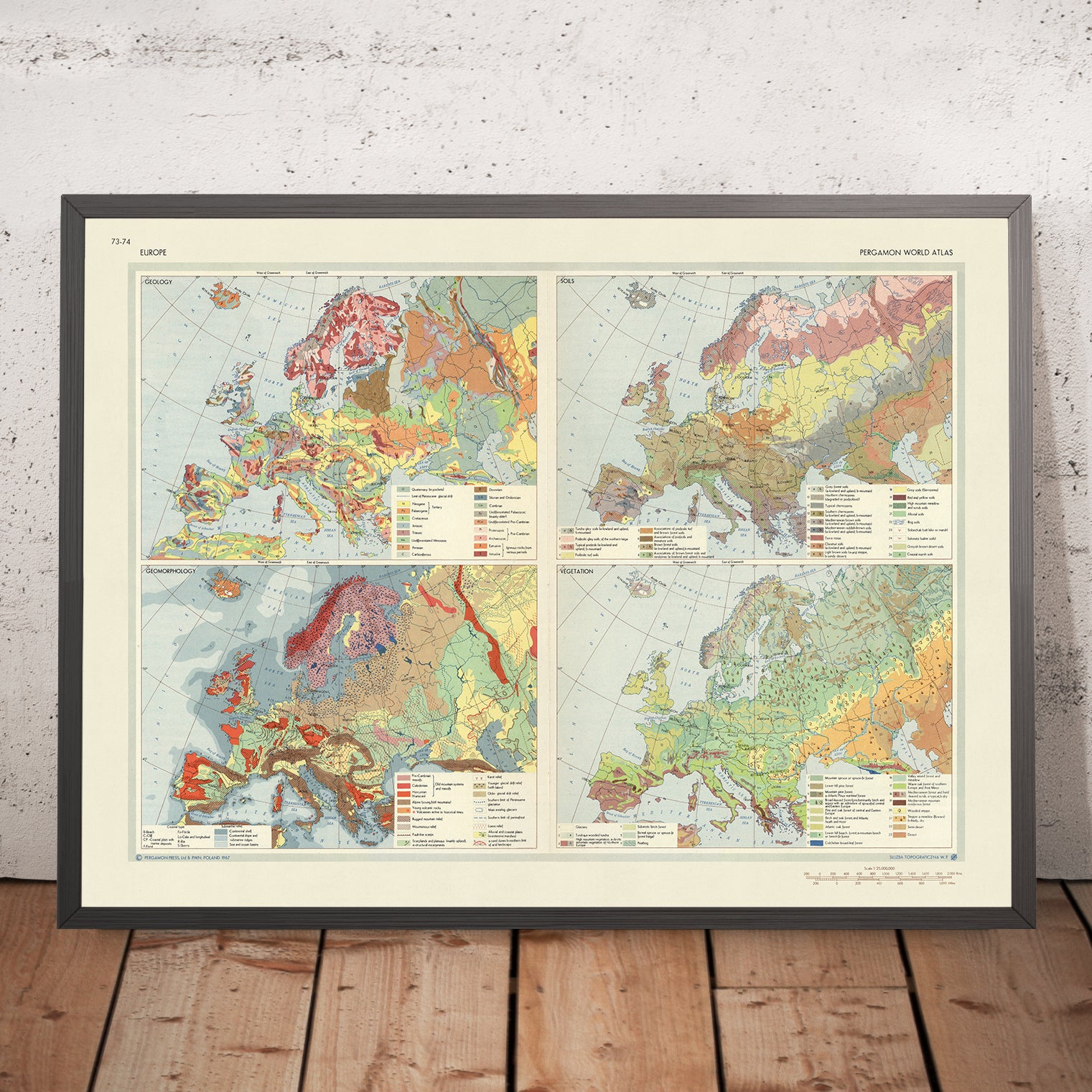 Old Infographic Map of European Geology, 1967: Geomorphology, Soils, V ...