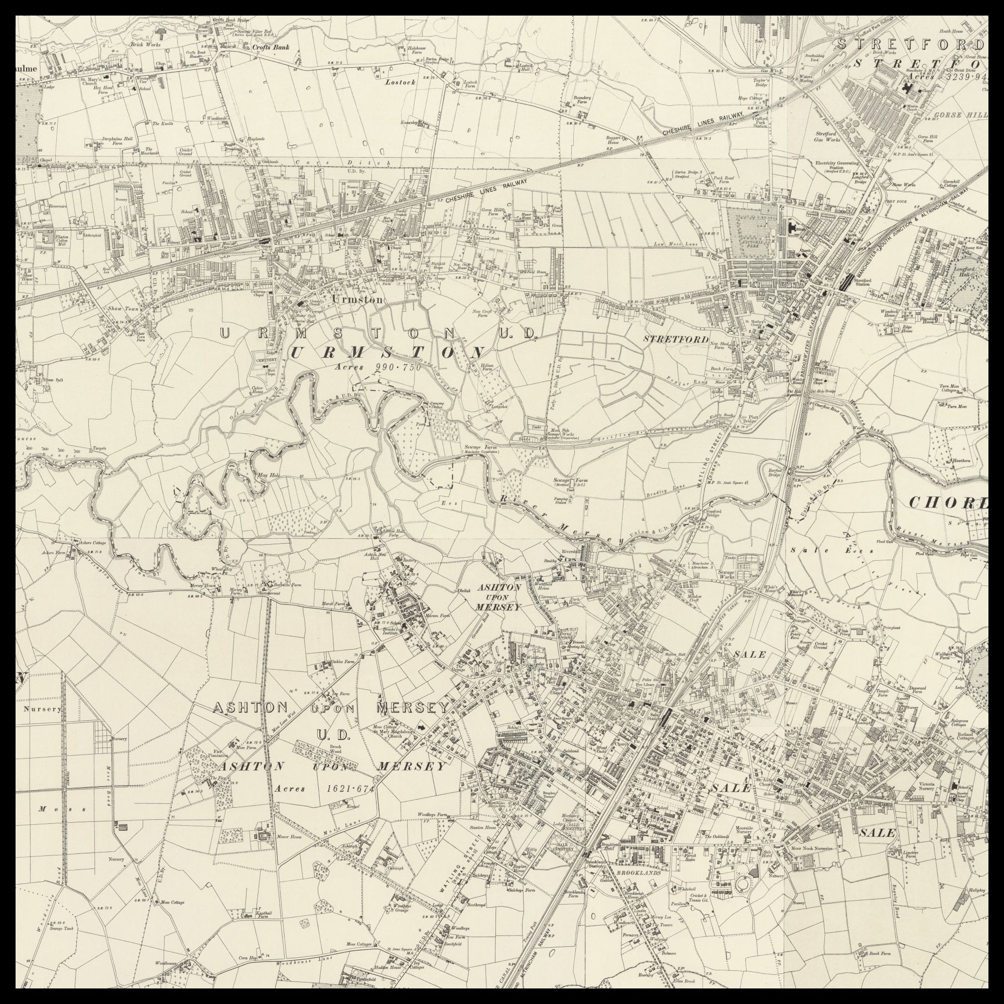Personalised Old Map of Wythenshawe – The Unique Maps Co.