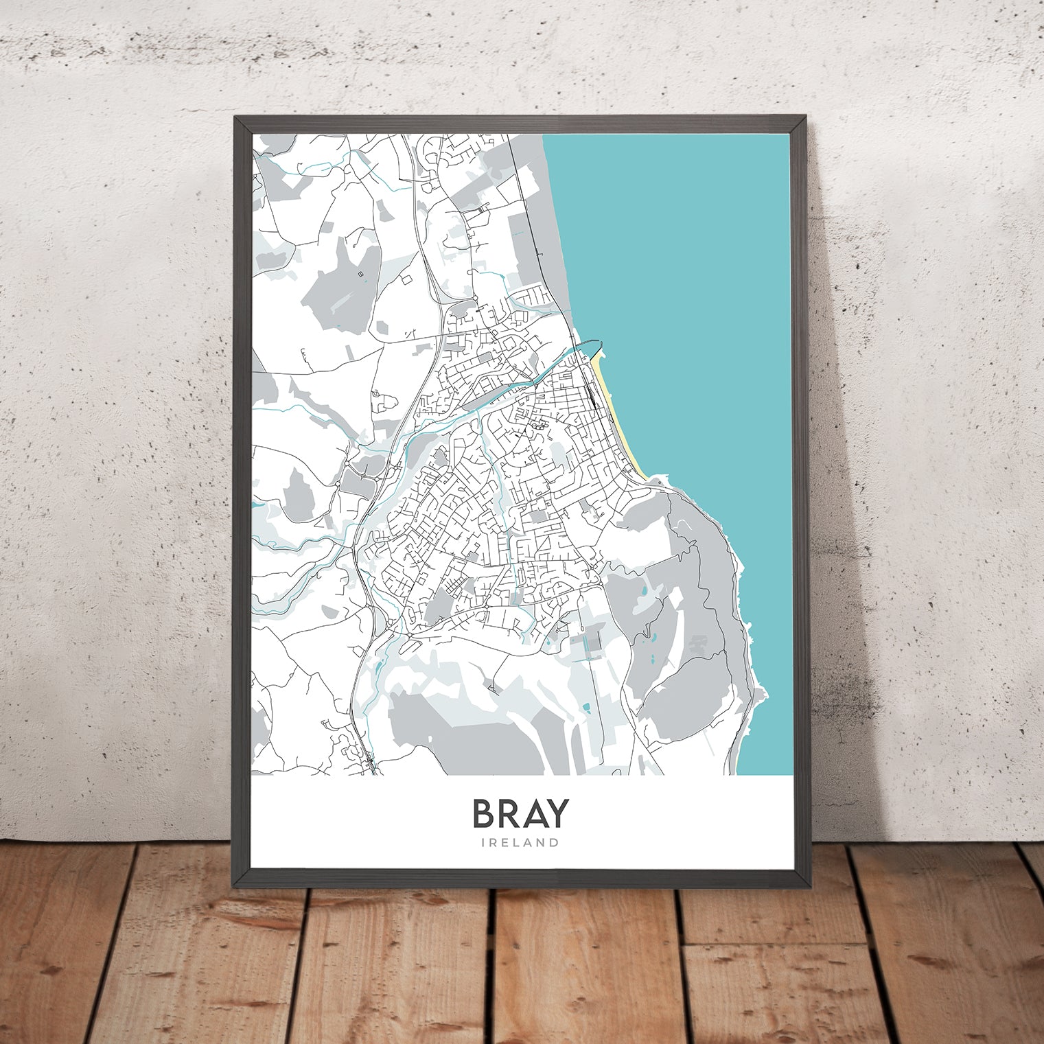 Mapa moderno de la ciudad de Bray, Irlanda: Bray Head, Bray Harbour, R ...