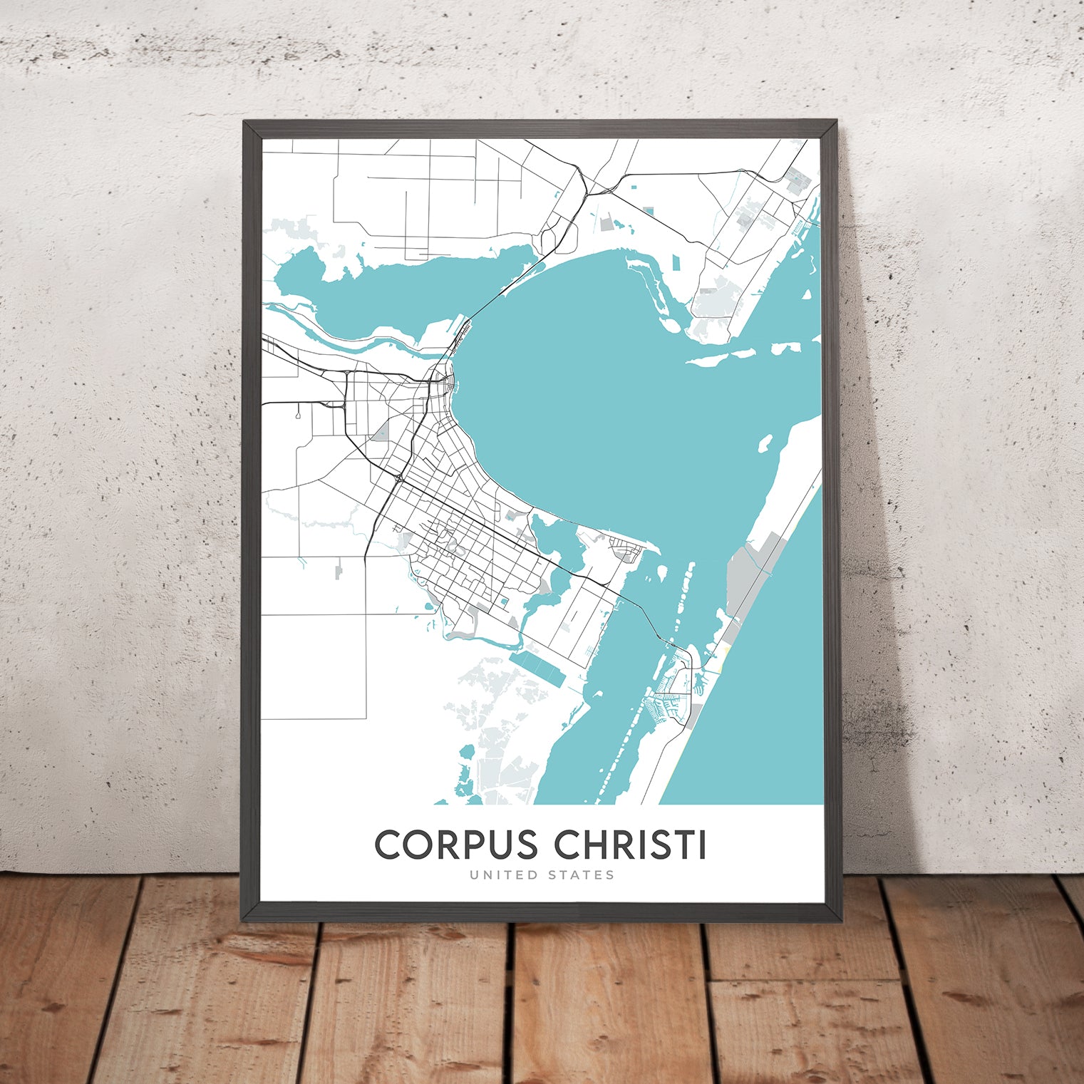 Mapa moderno de la ciudad de Corpus Christi, TX: centro, USS Lexington ...