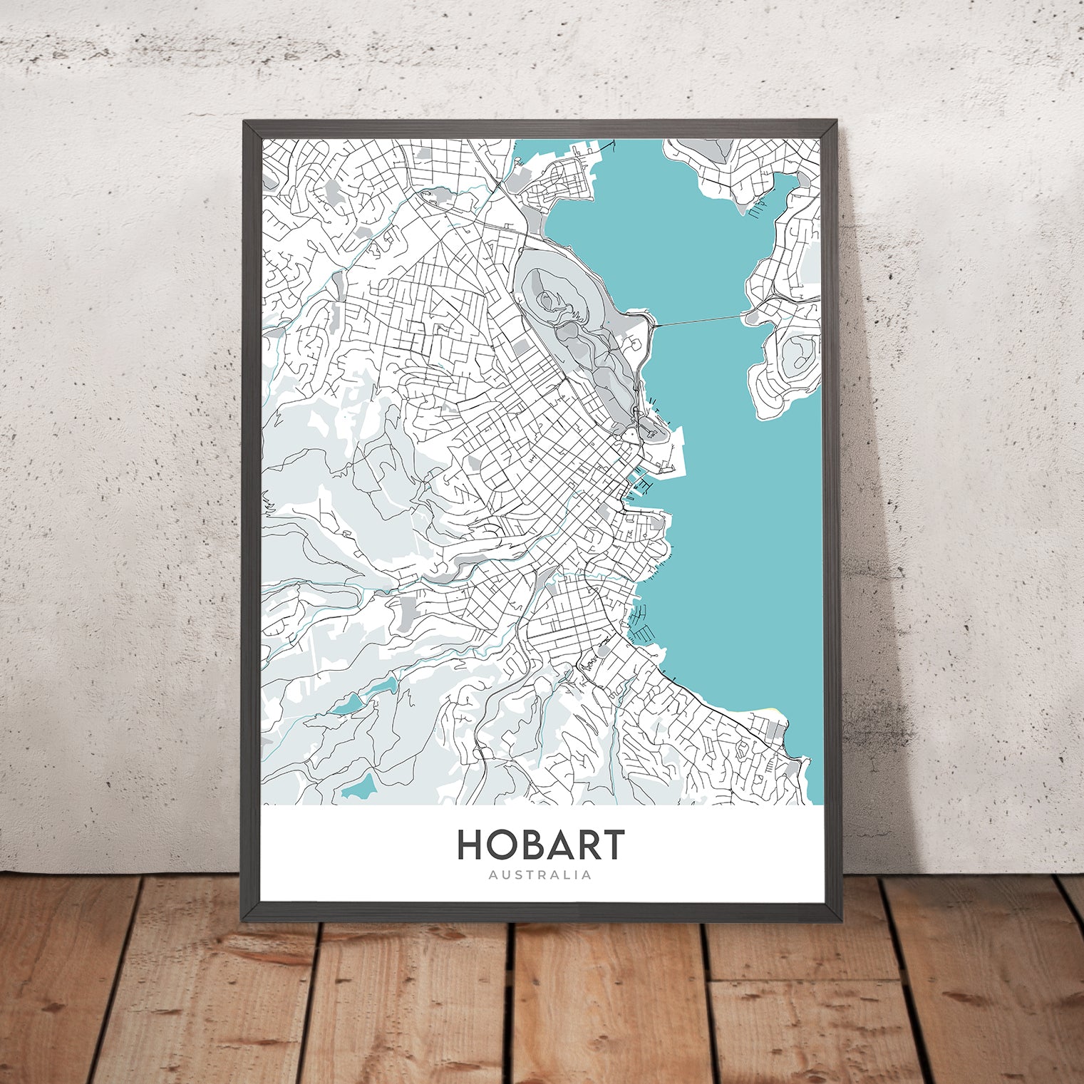 Mapa moderno de la ciudad de Hobart, Australia: Sandy Bay, Battery Poi ...