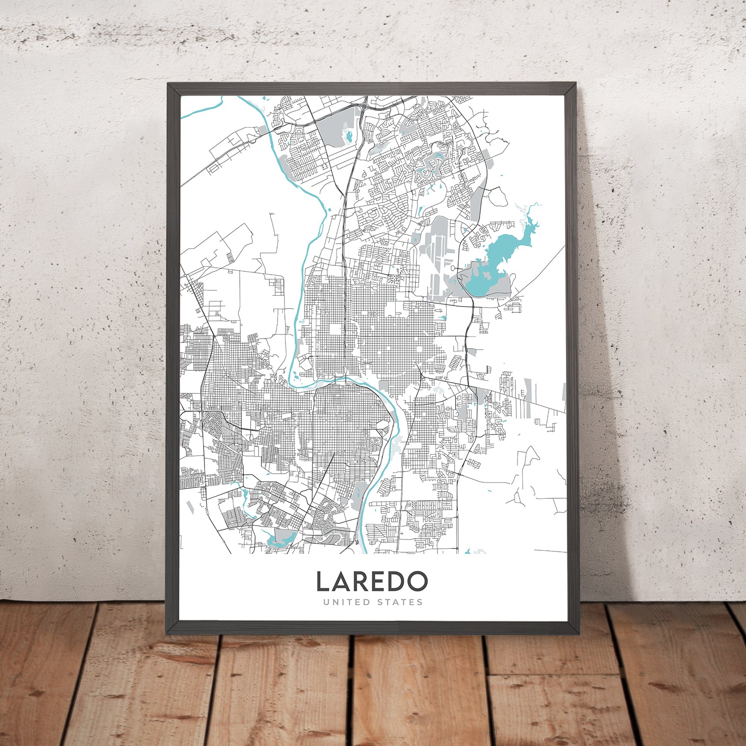 Modern City Map of Laredo, TX: Chacon, Hillside, Mines Rd, Loop 20, Fo ...