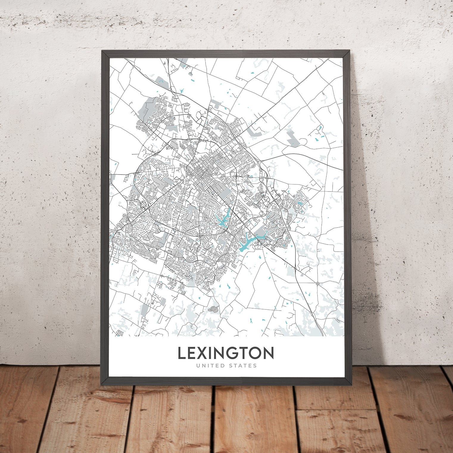 Modern City Map of Lexington, KY: UK, Rupp Arena, Horse Park, Conventi ...