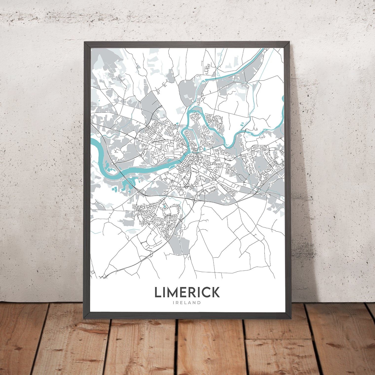 Modern City Map of Limerick, Ireland: King John's Castle, Thomond Park ...