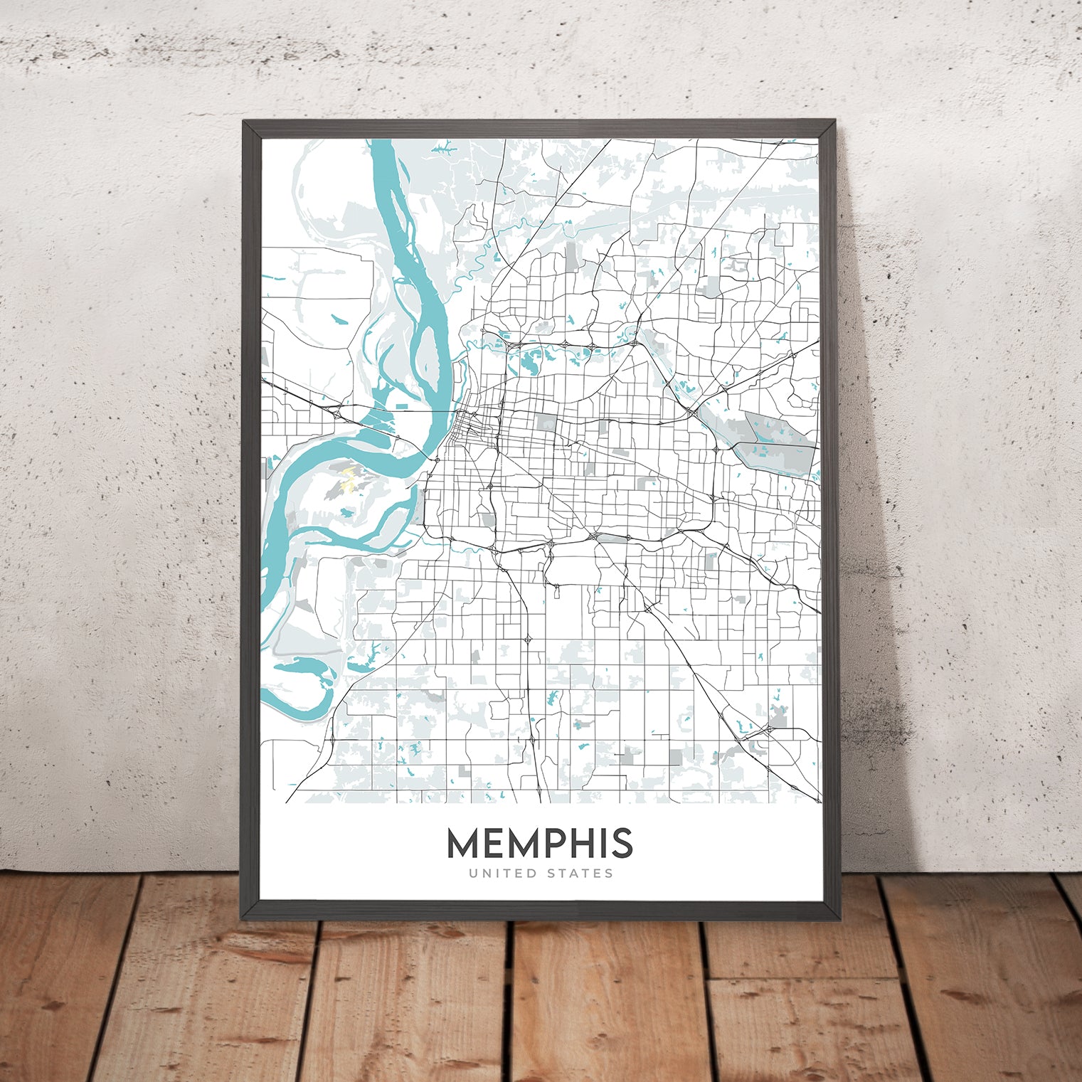 Modern City Map of Memphis, TN: Downtown, Graceland, FedEx Forum, I-40 ...
