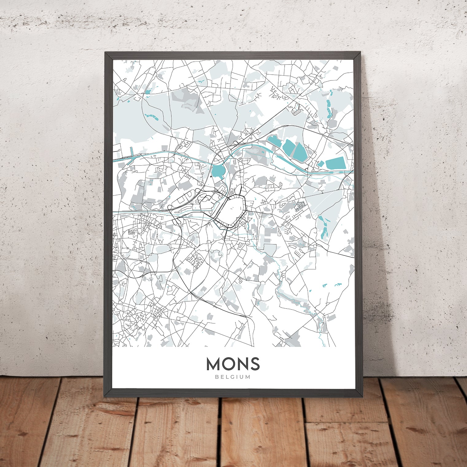Modern City Map of Mons, Belgium: Grand Place, Belfry, Saint-Waudru Co ...