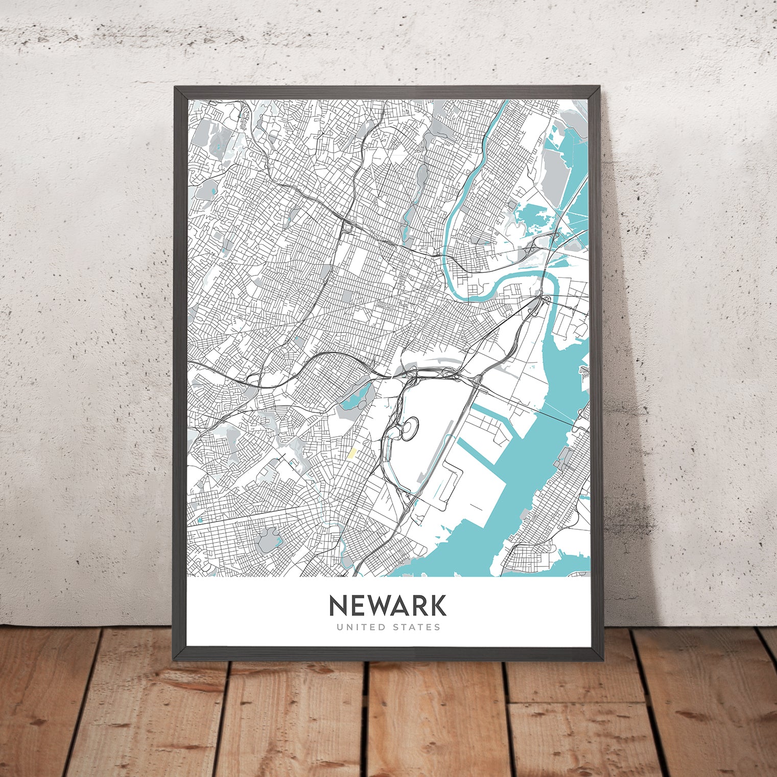 Modern City Map of Newark, NJ: Downtown, Airport (EWR), Ironbound, Pru ...