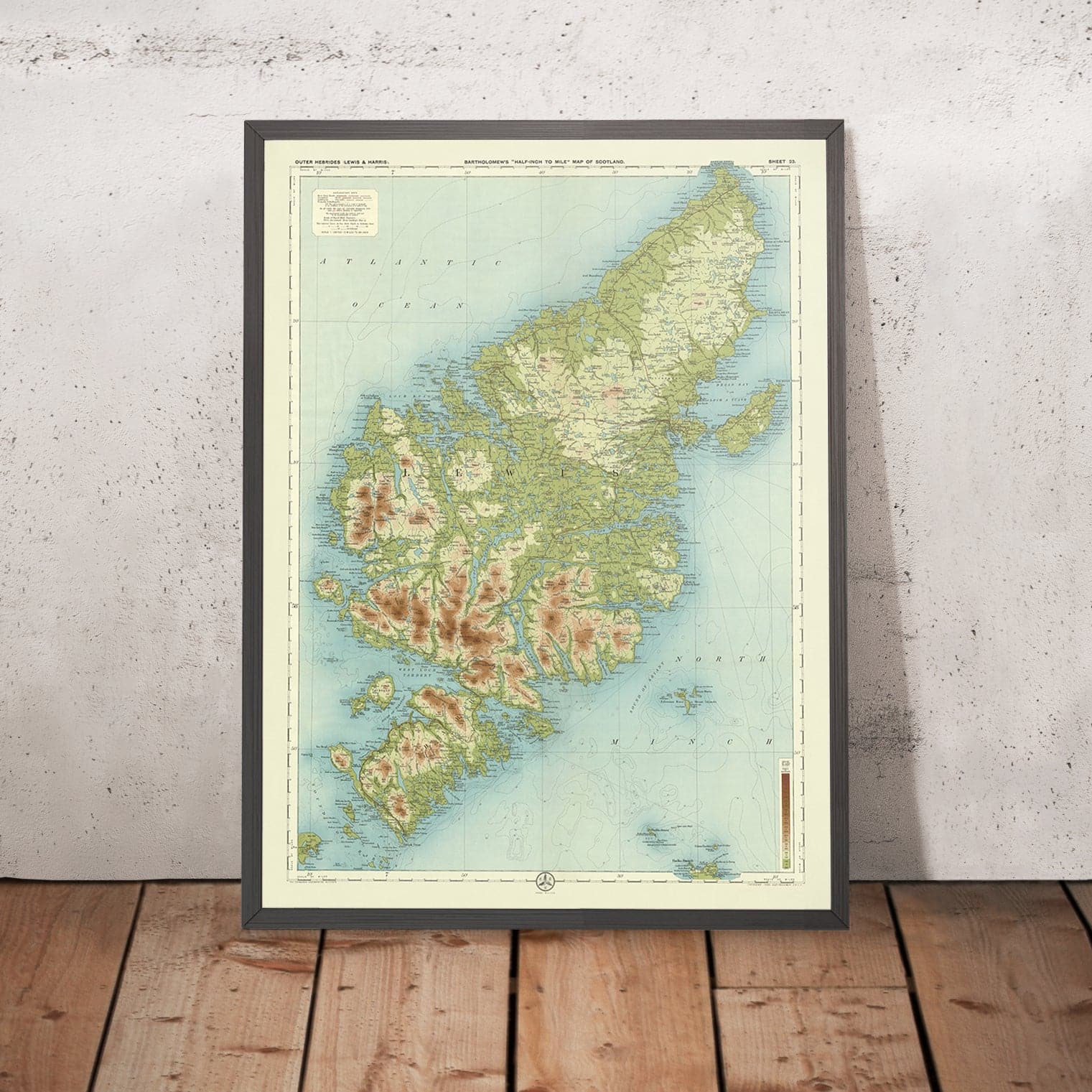 Old OS Map of Outer Hebrides, Lewis & Harris by Bartholomew, 1901: Sto ...