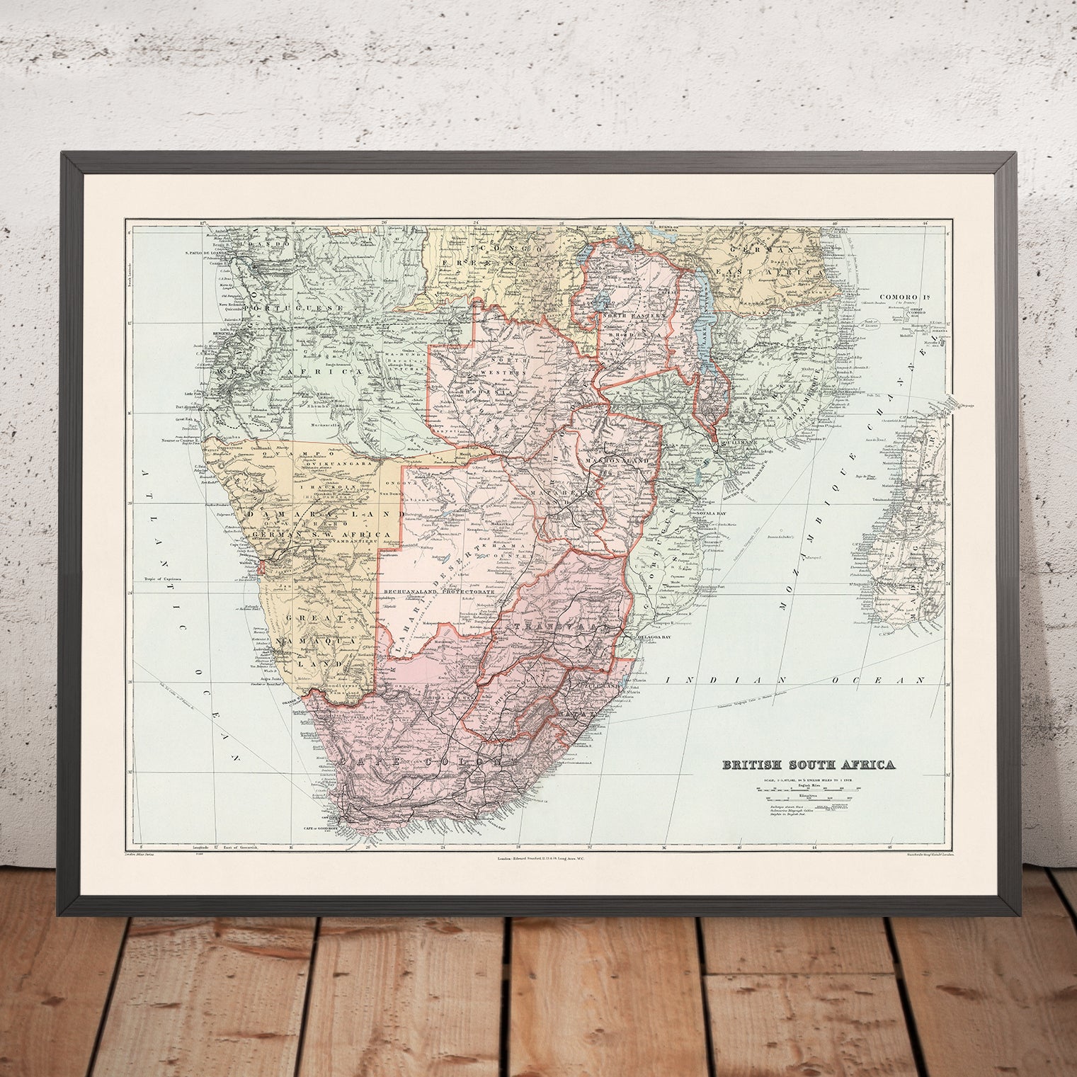 Old Map of British South Africa, Stanford, 1904: Cape Colony, Transvaa ...