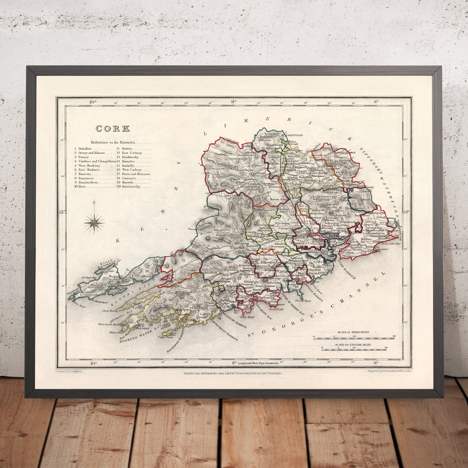 Old Map of County Cork by Samuel Lewis, 1844: Cobh, Kinsale, Blarney C ...