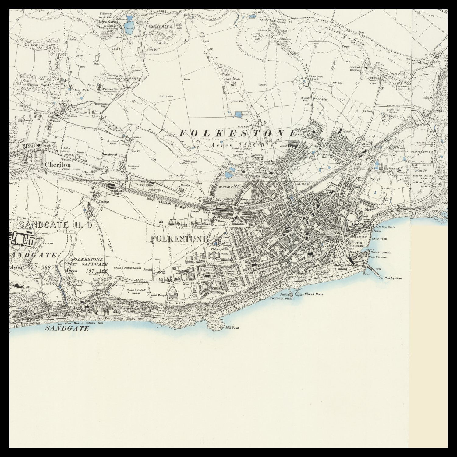 Personalised Old Map of Folkestone – The Unique Maps Co.