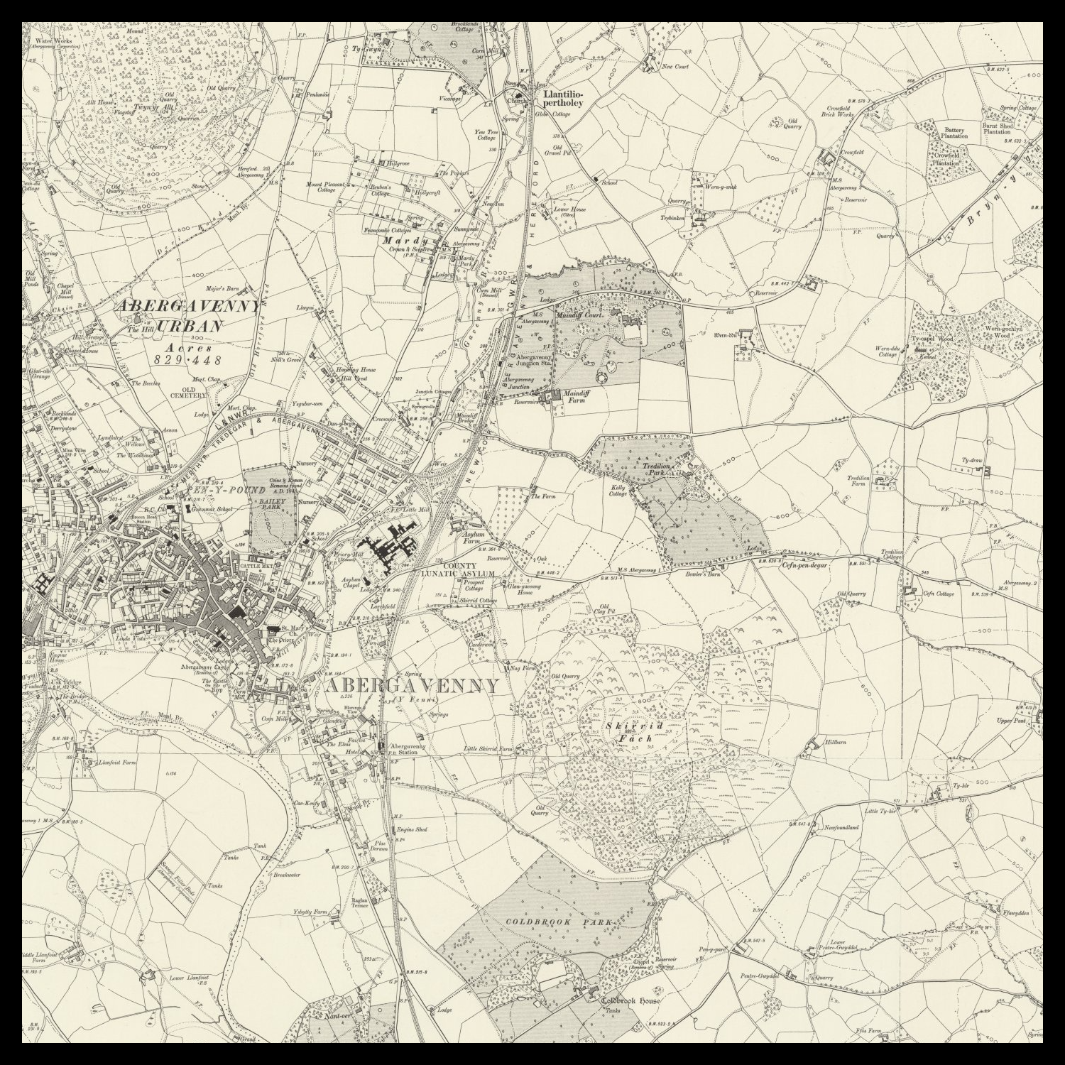 Personalised Old Map of Abergavenny – The Unique Maps Co.