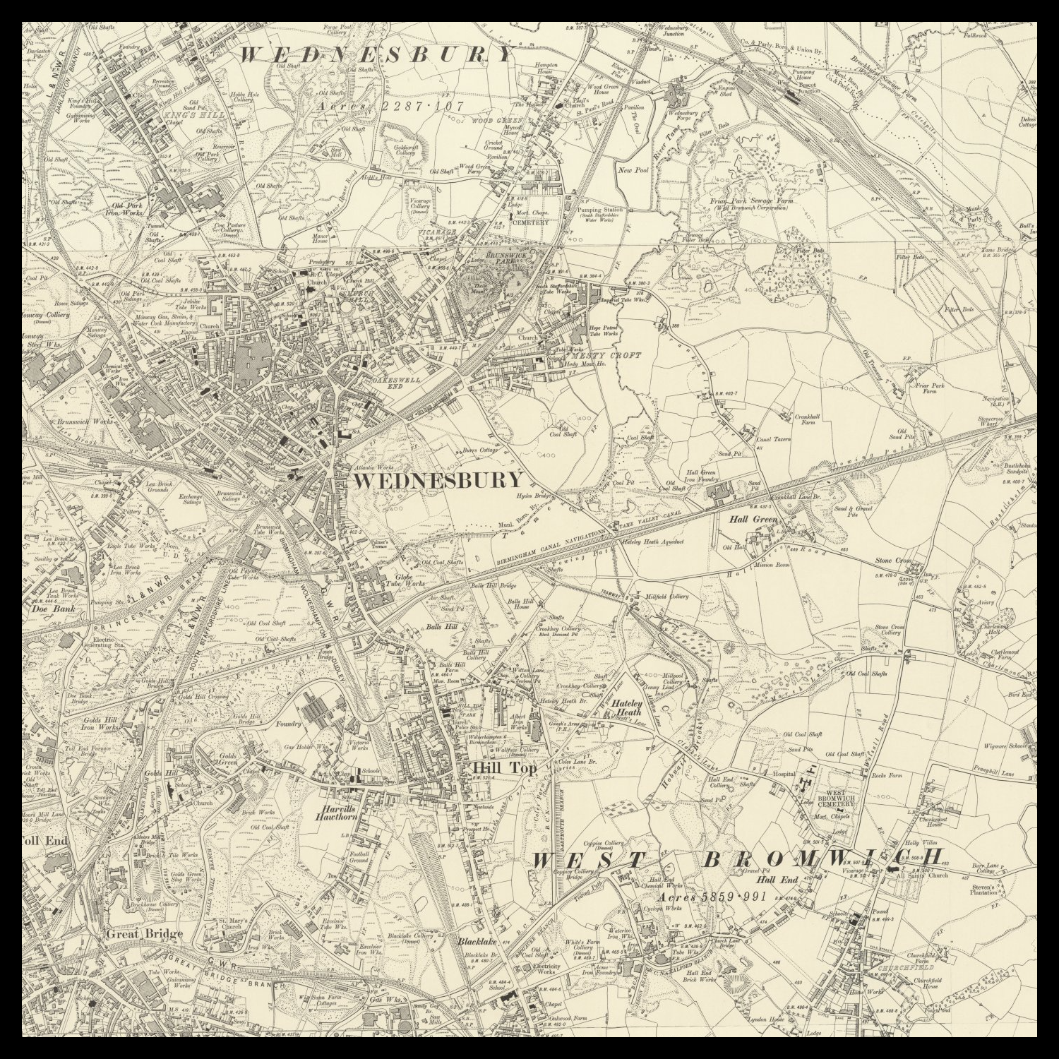 Personalised Old Map of Bloxwich – The Unique Maps Co.