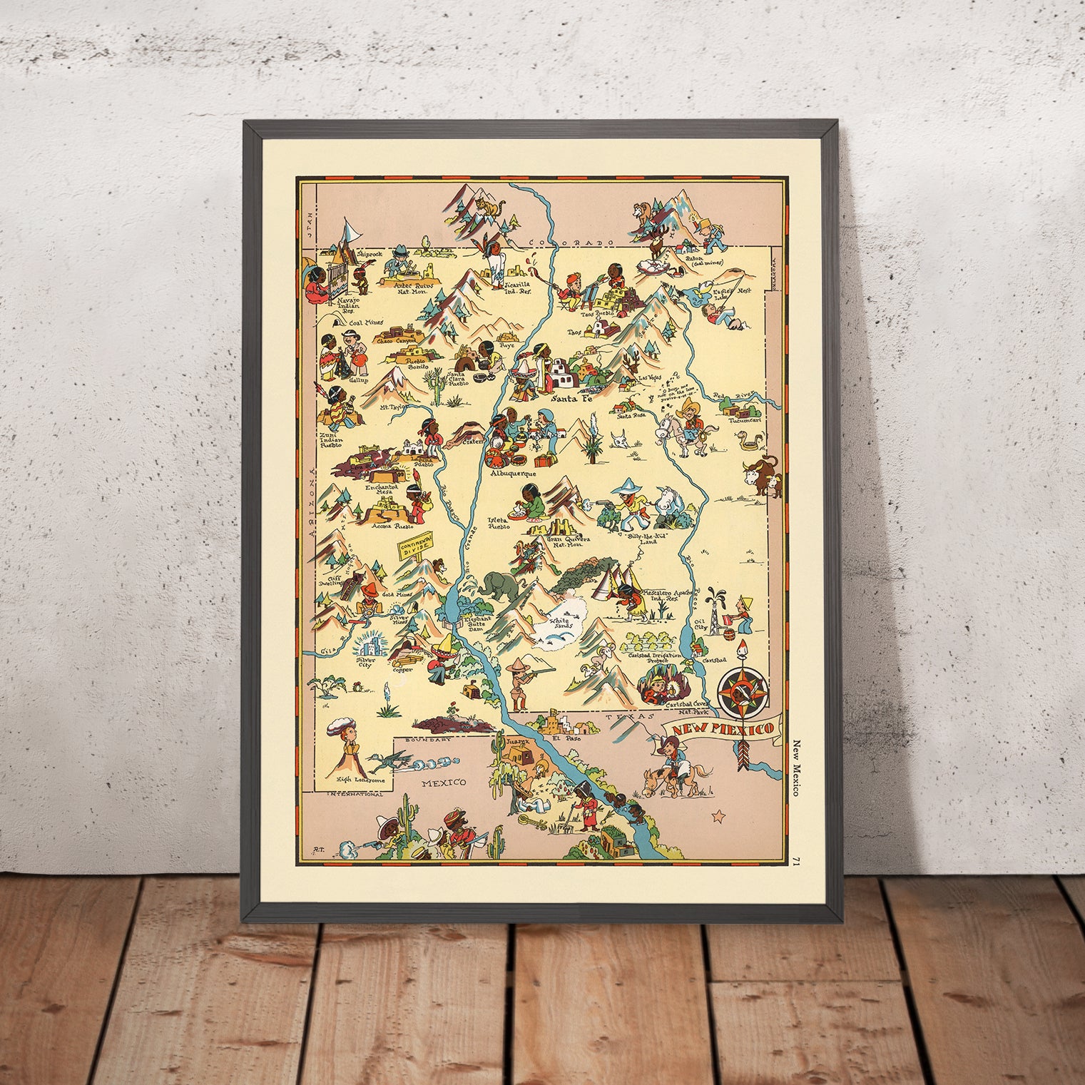 Pictorial Map of New Mexico by Ruth Taylor White, 1935: Albuquerque, S ...