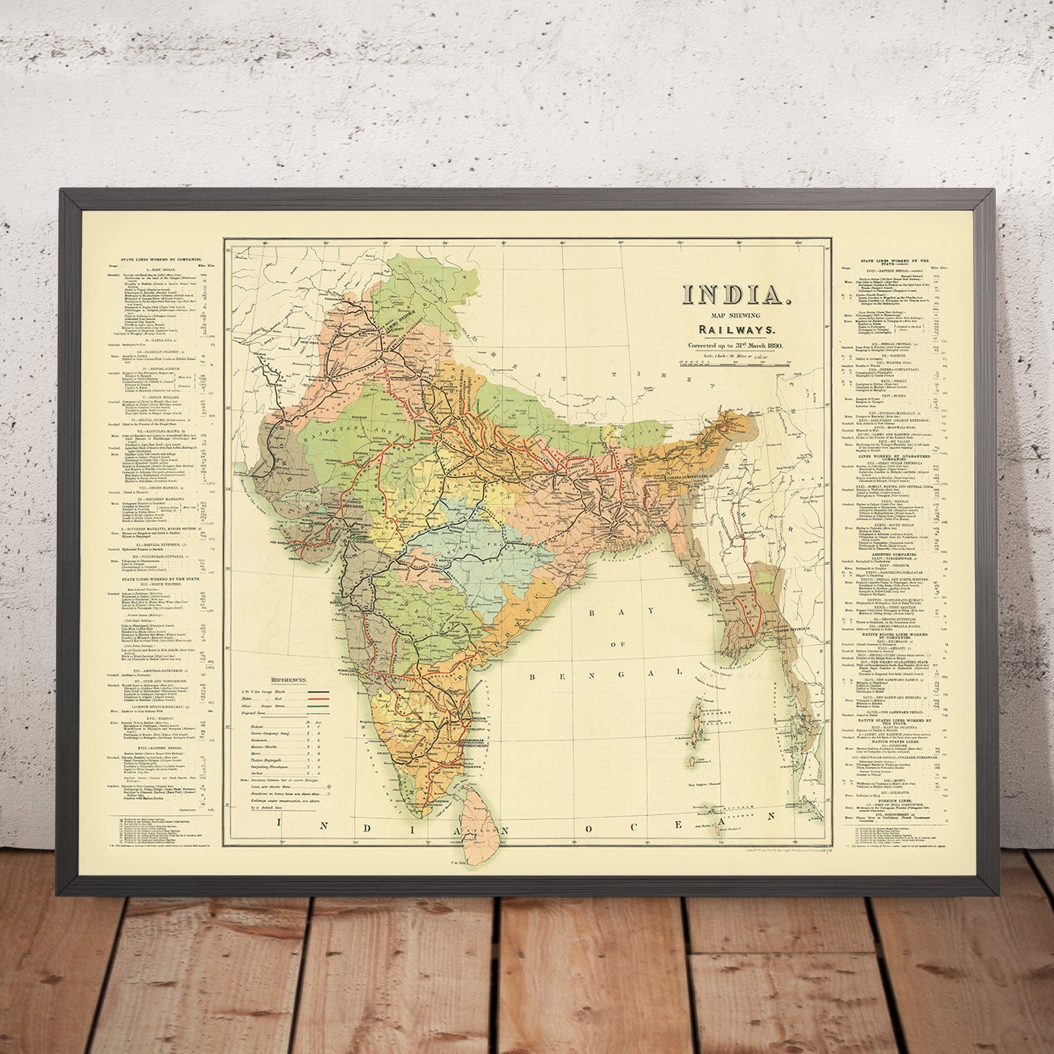 Large Old Railway Map of India by Judd, 1890: Mumbai, Delhi, Kolkata ...