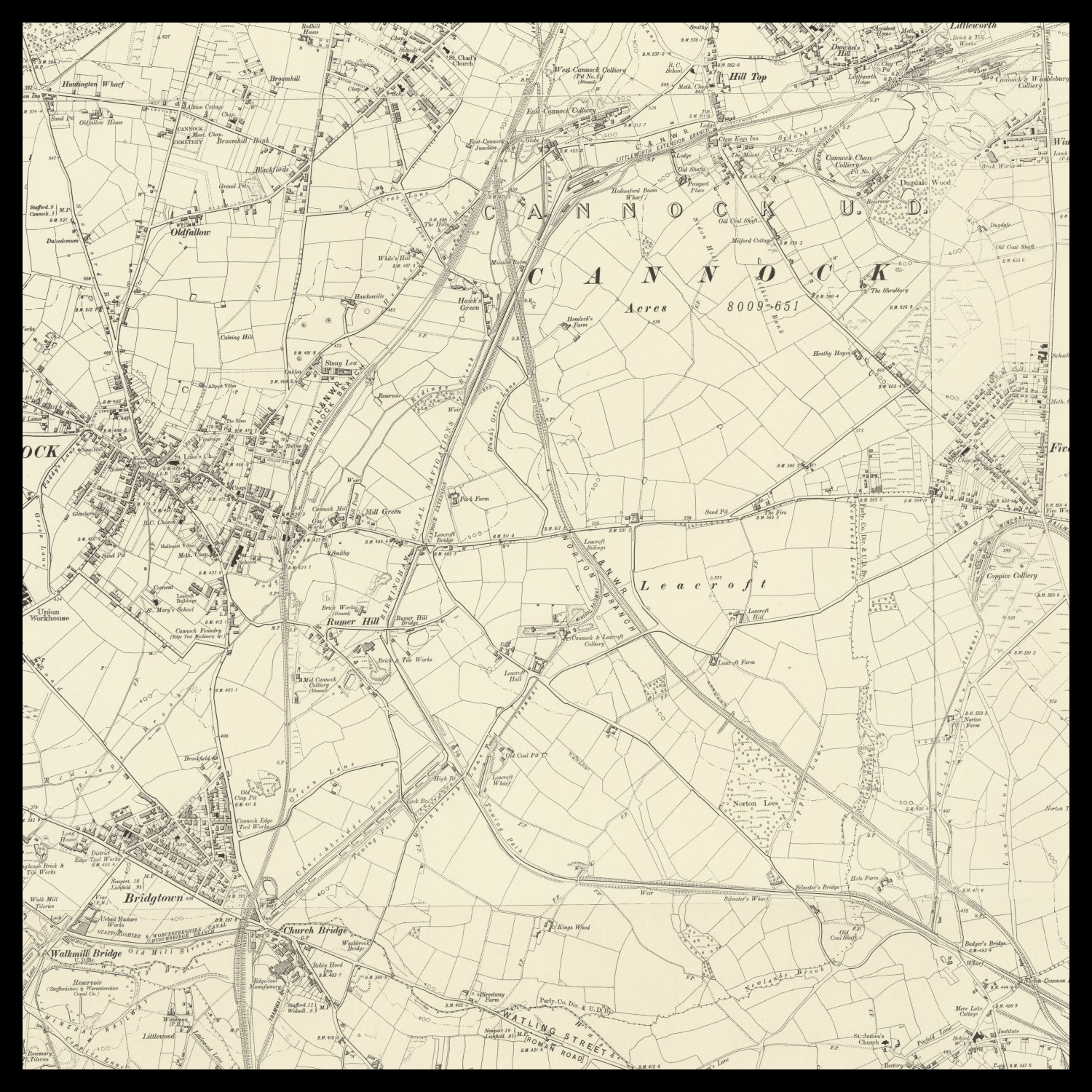 Personalised Old Map of Cannock – The Unique Maps Co.