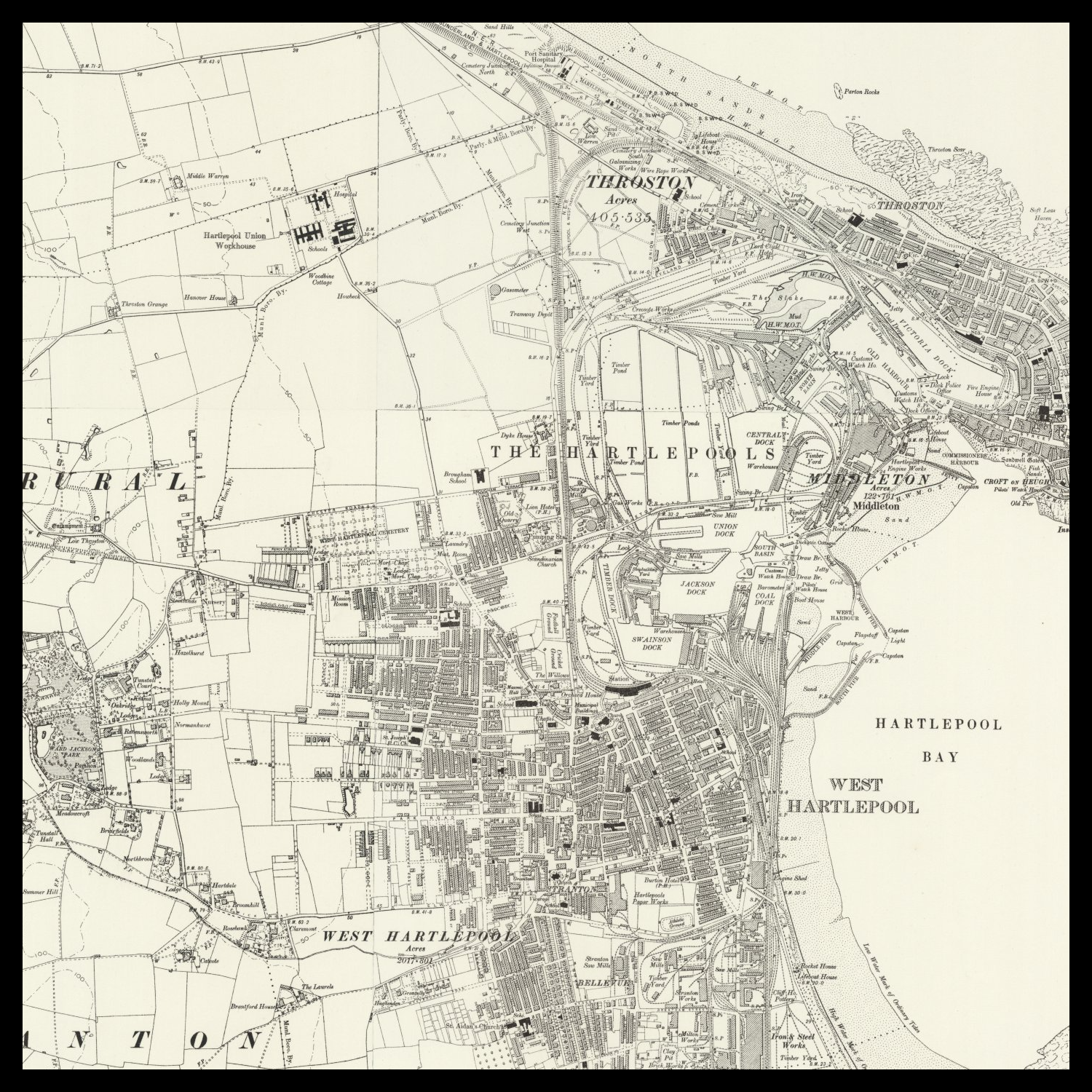 Personalised Old Map of Hartlepool – The Unique Maps Co.