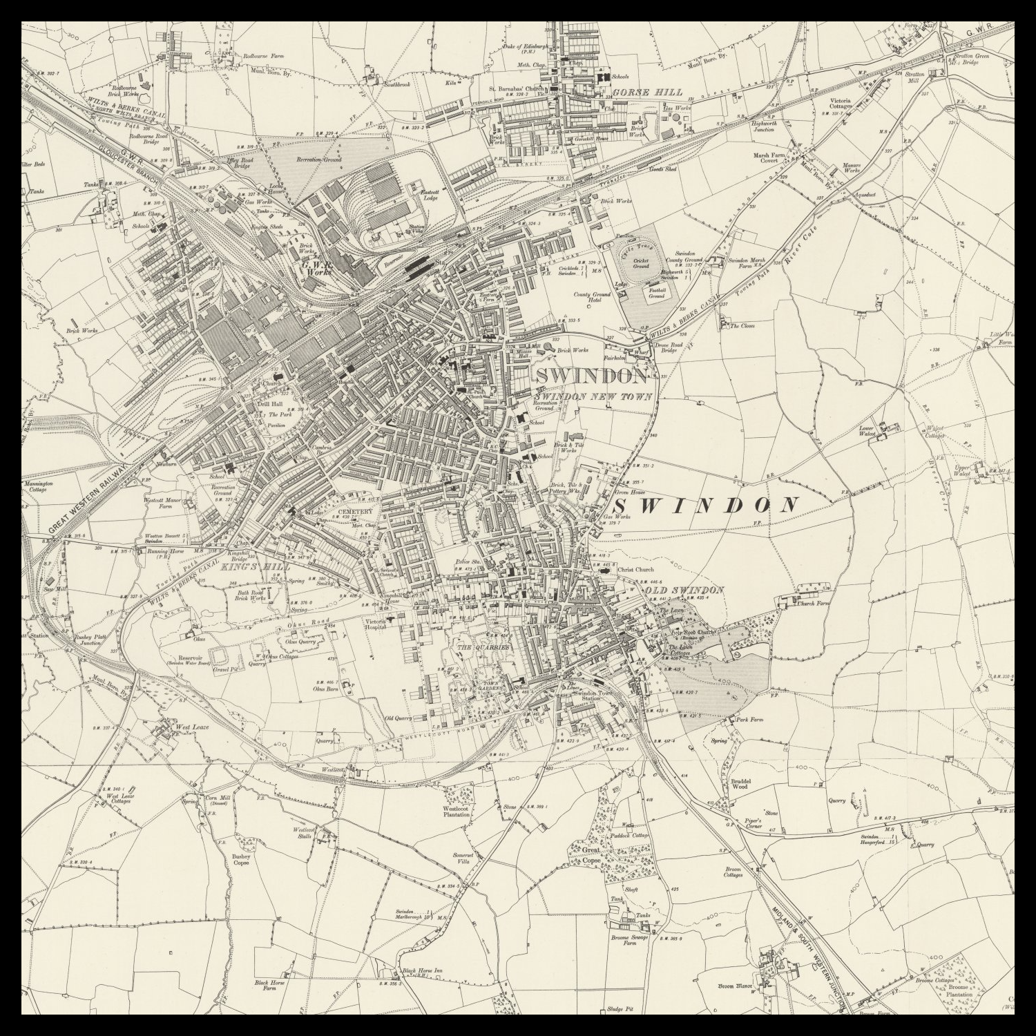 Personalised Old Map of Swindon – The Unique Maps Co.