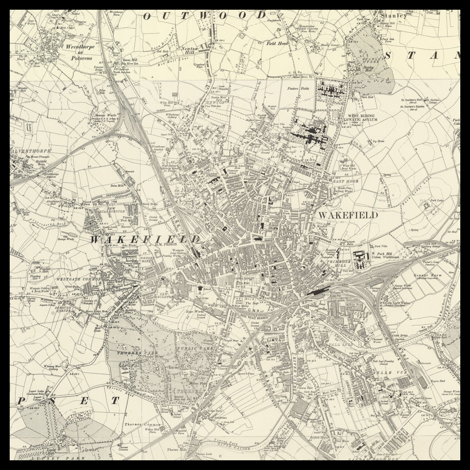 Personalised Old Map of Wakefield – The Unique Maps Co.