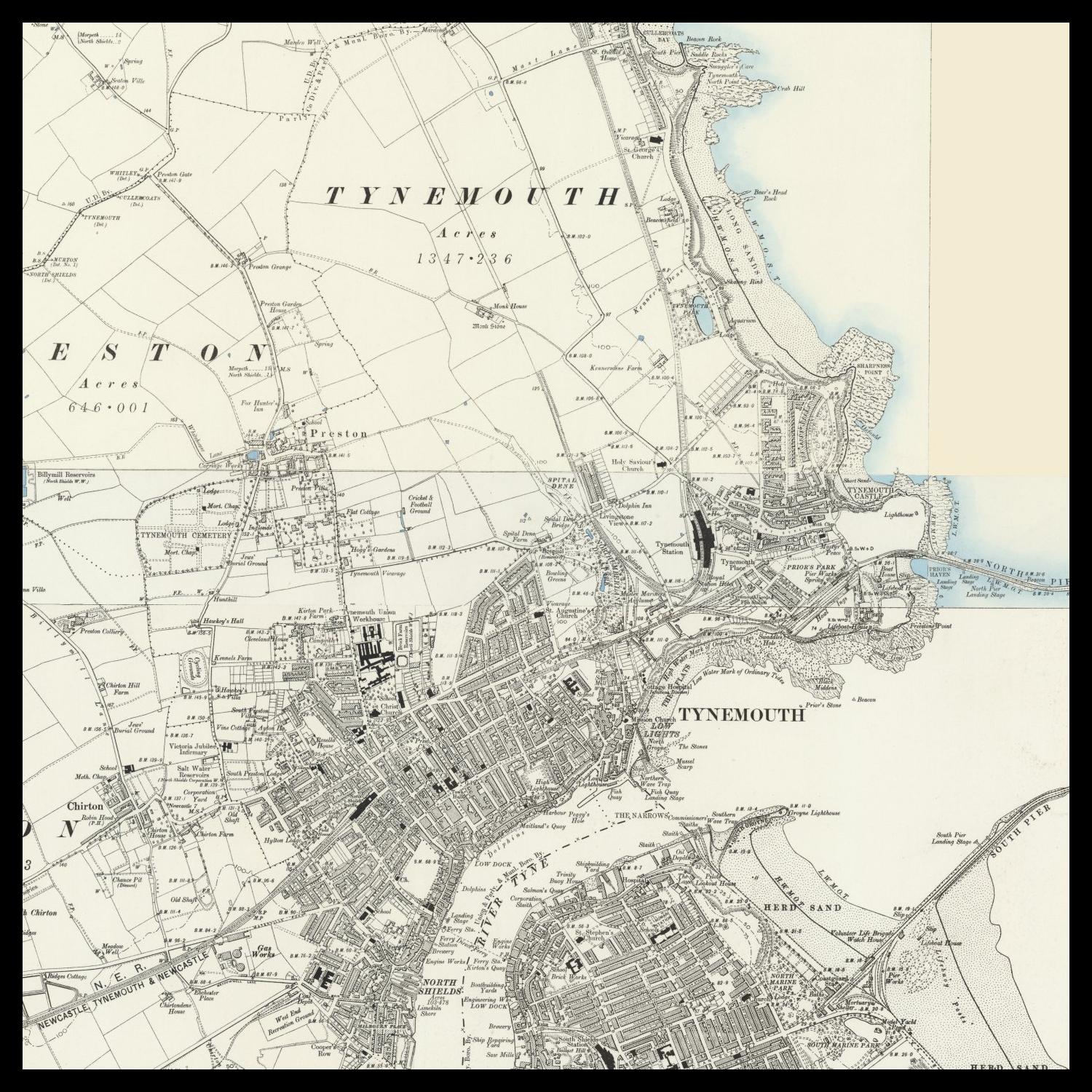 Personalised Old Map of Tynemouth – The Unique Maps Co.