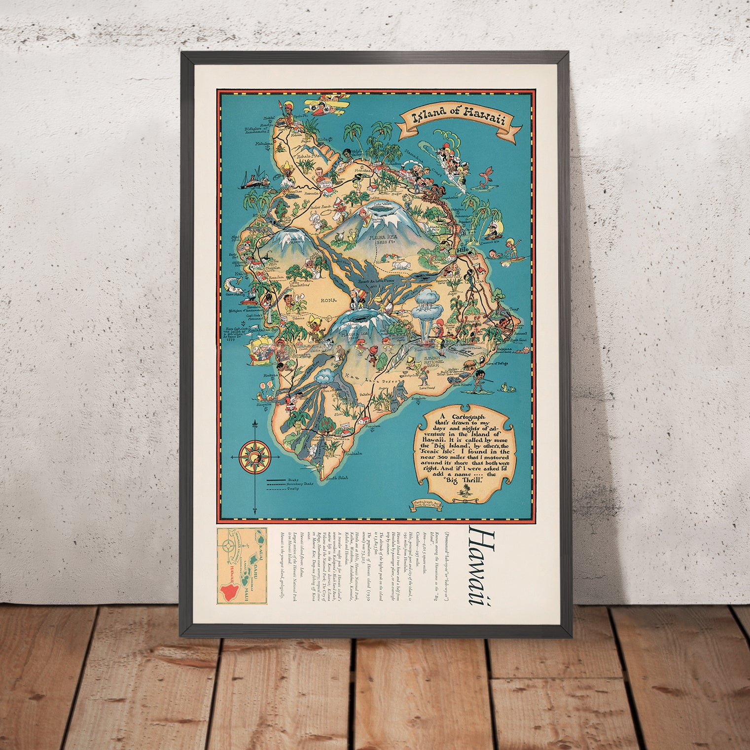 Vintage Pictorial Map of the Big Island, Hawaii, 1935 – The Unique Maps Co.