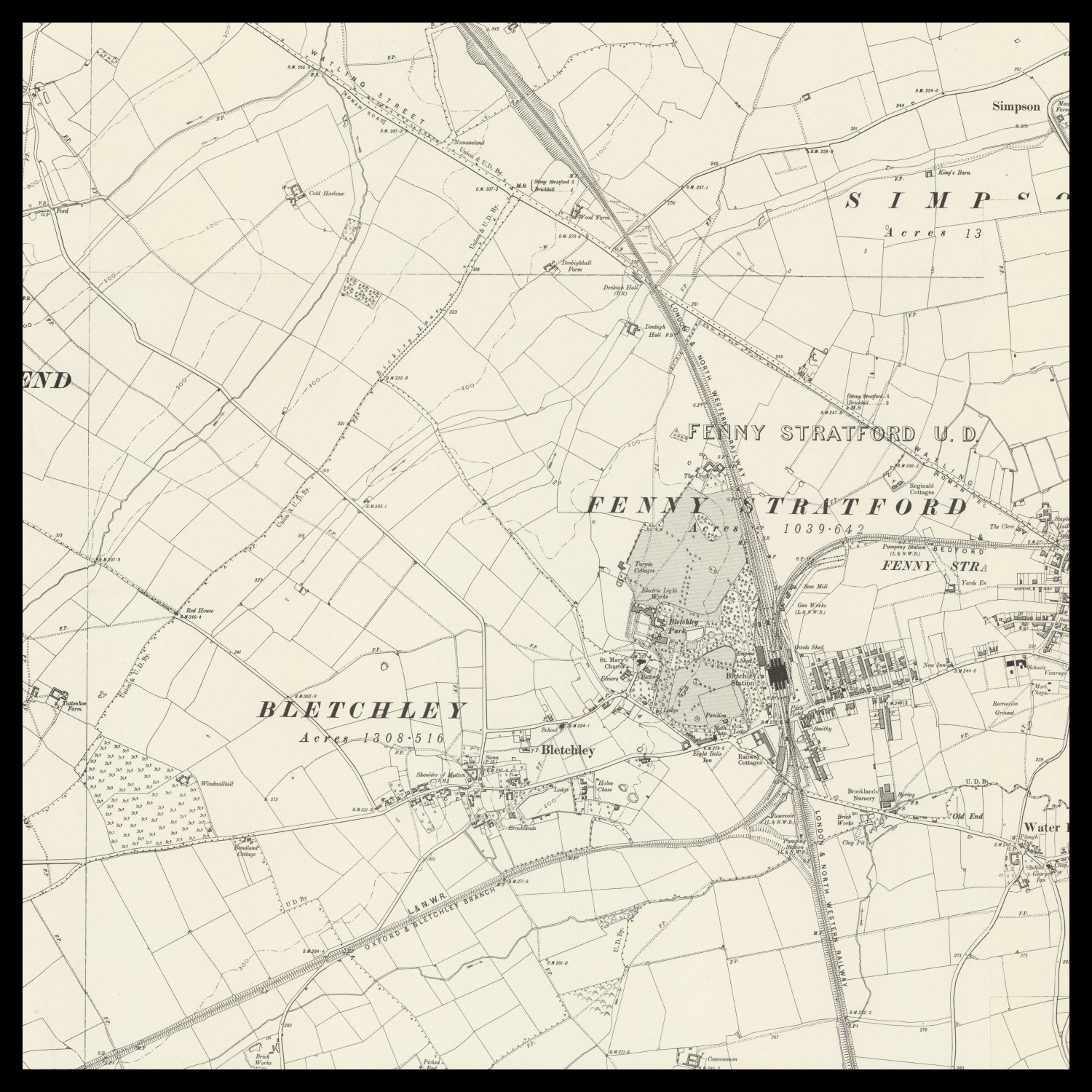 Personalised Old Map of Bletchley – The Unique Maps Co.