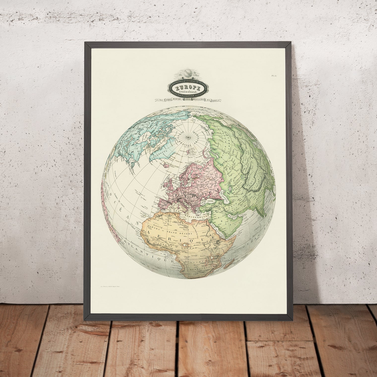 Old Spheroidal Map of Europe & the Arctic by Garnier, 1860 – The Unique ...