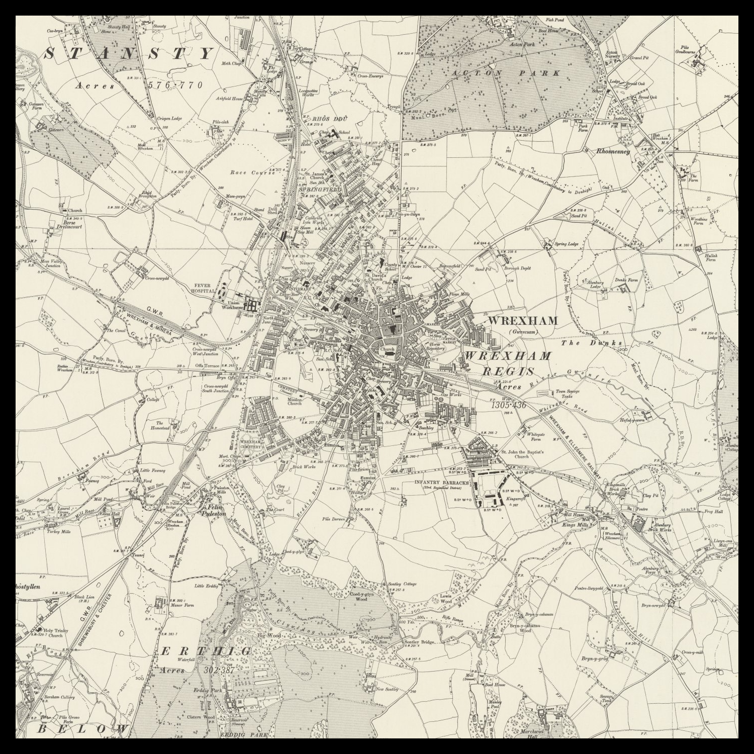 Personalised Old Map of Wrexham – The Unique Maps Co.