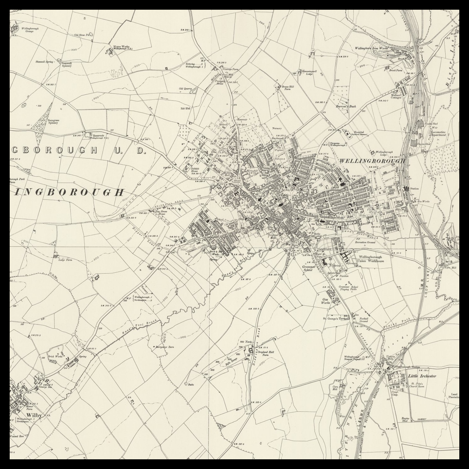 Personalised Old Map of Wellingborough – The Unique Maps Co.