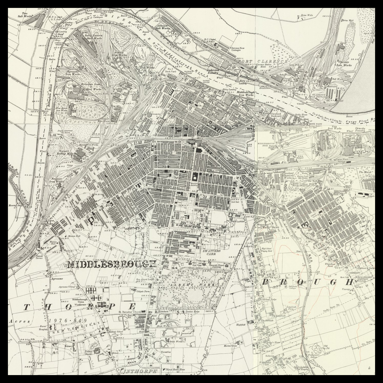 Personalised Old Map of Middlesbrough – The Unique Maps Co.