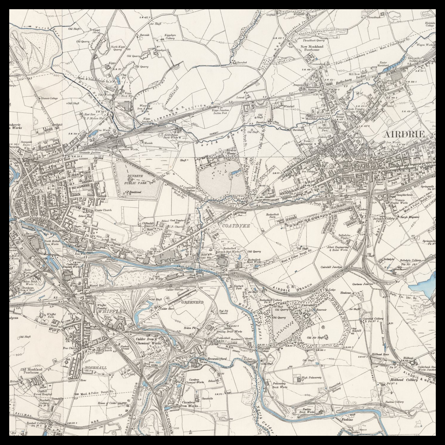 Personalised Old Map of Coatbridge – The Unique Maps Co.