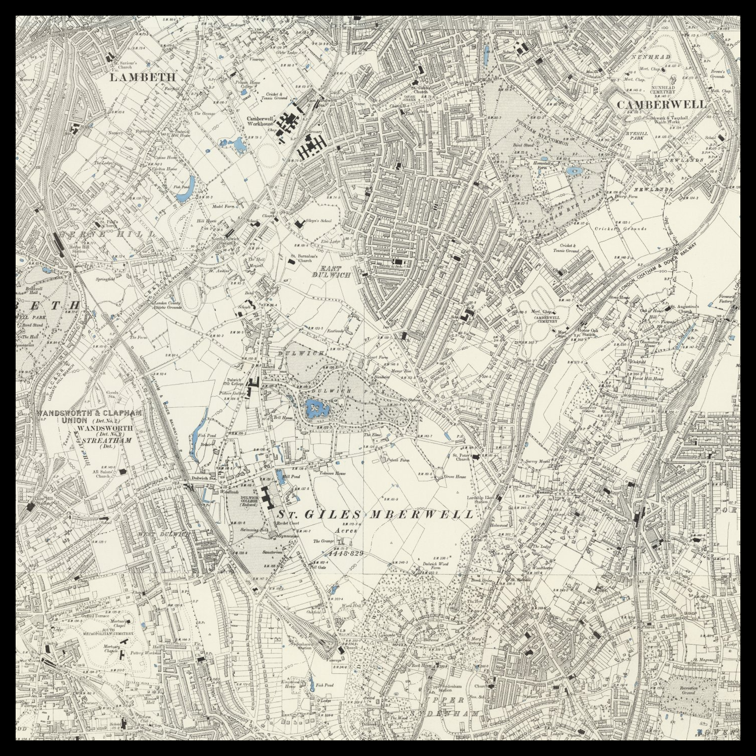 Personalised Old Map of Dulwich – The Unique Maps Co.