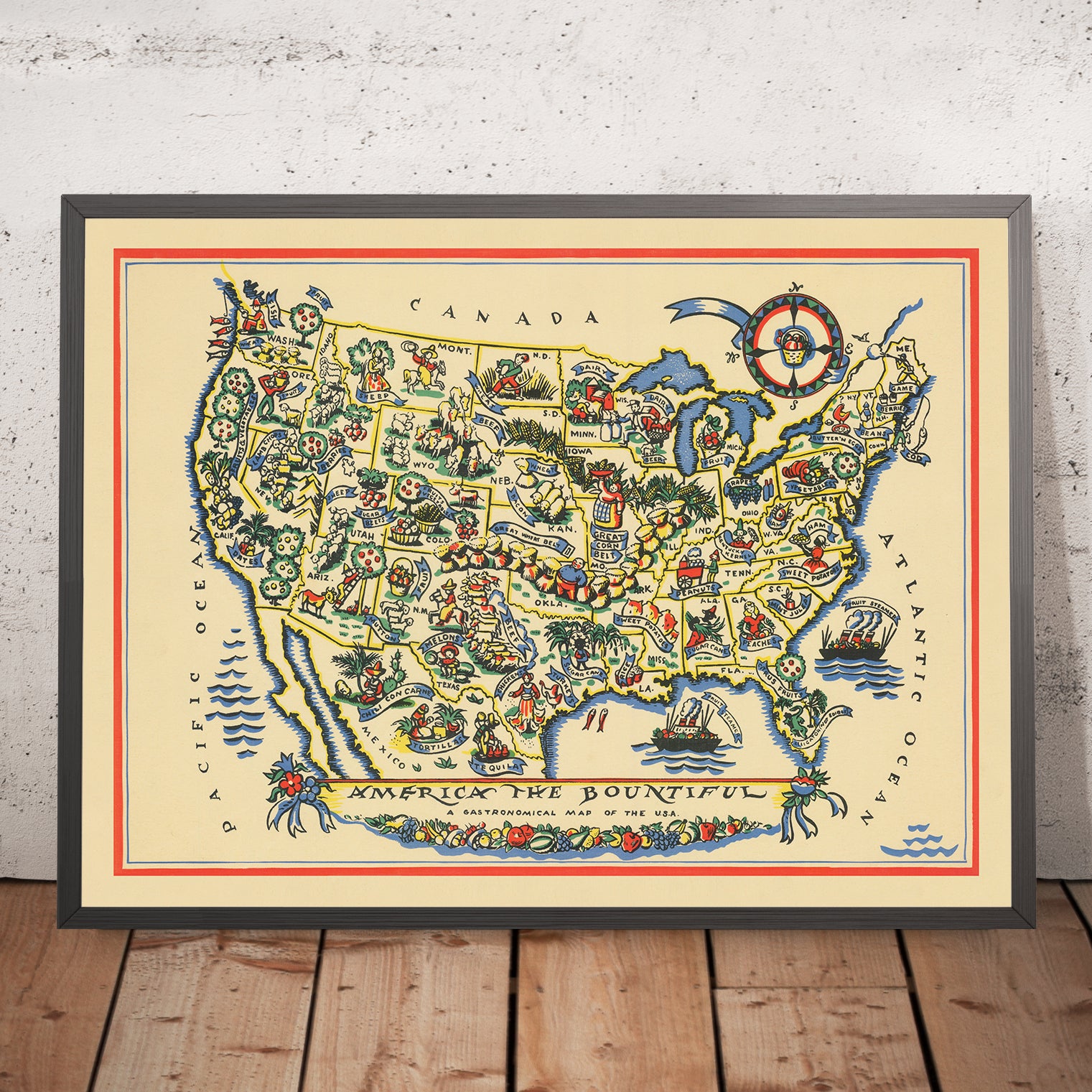 Old Gastronomical Map of the USA, 1939: Great Wheat Belt, Corn Belt, A ...
