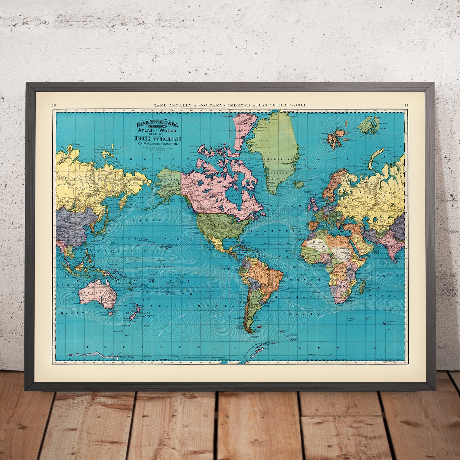 Old America Centred Map of the World, 1897: Mercator Projection, Time ...