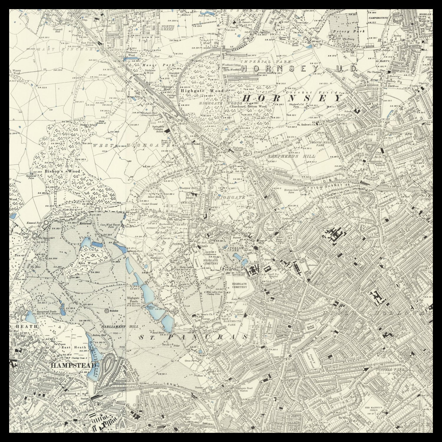Personalised Old Map of Highgate – The Unique Maps Co.