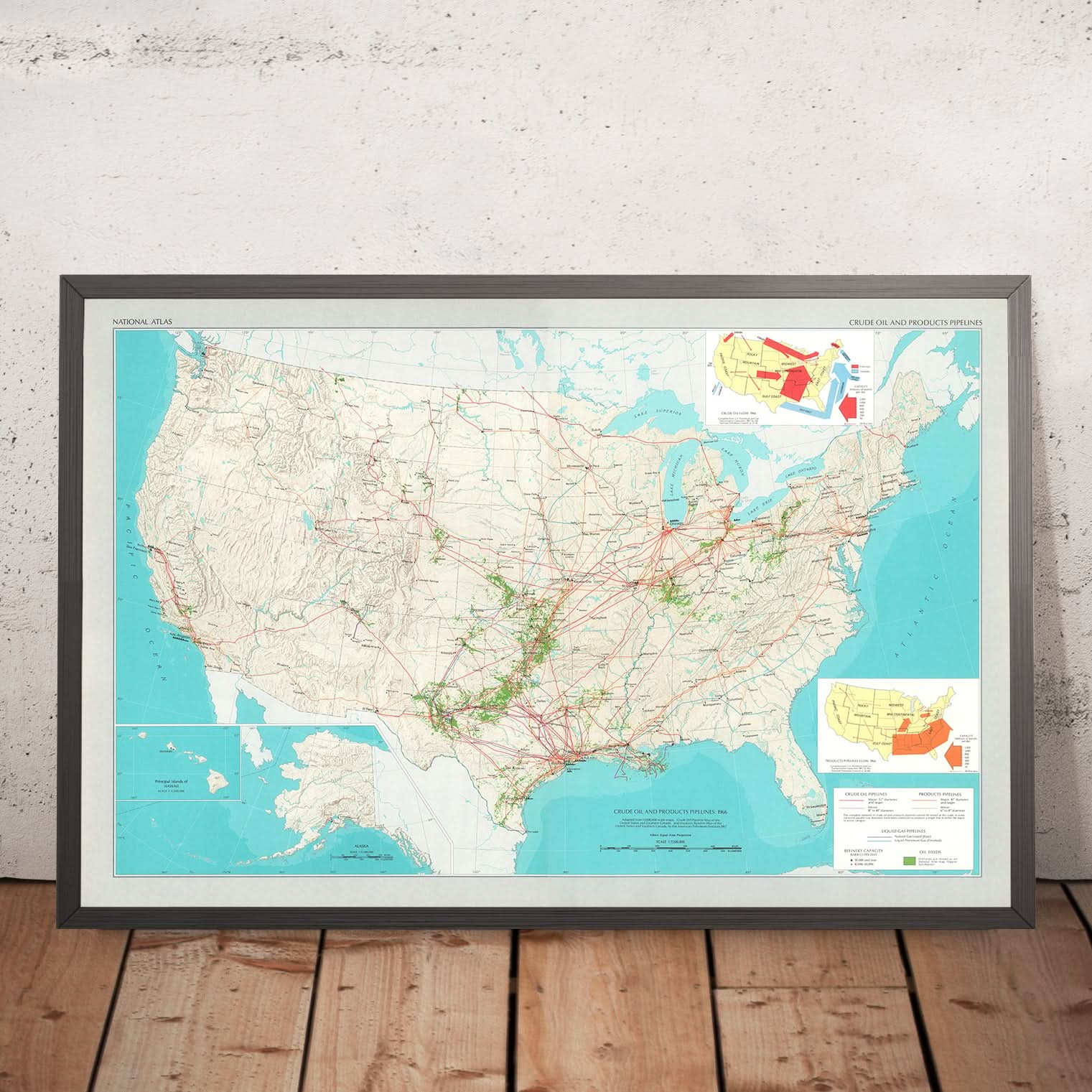 Old Oil Infrastructure Map of the USA, 1966: Pipelines, Refineries, To ...