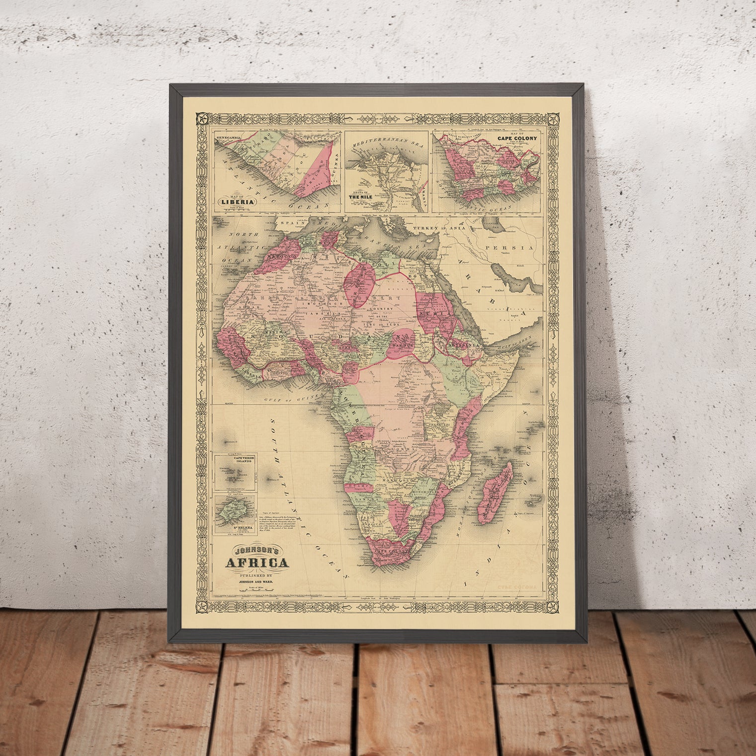 Old Map of Africa by Johnson, 1864: Colonial Borders, Explorer Routes ...