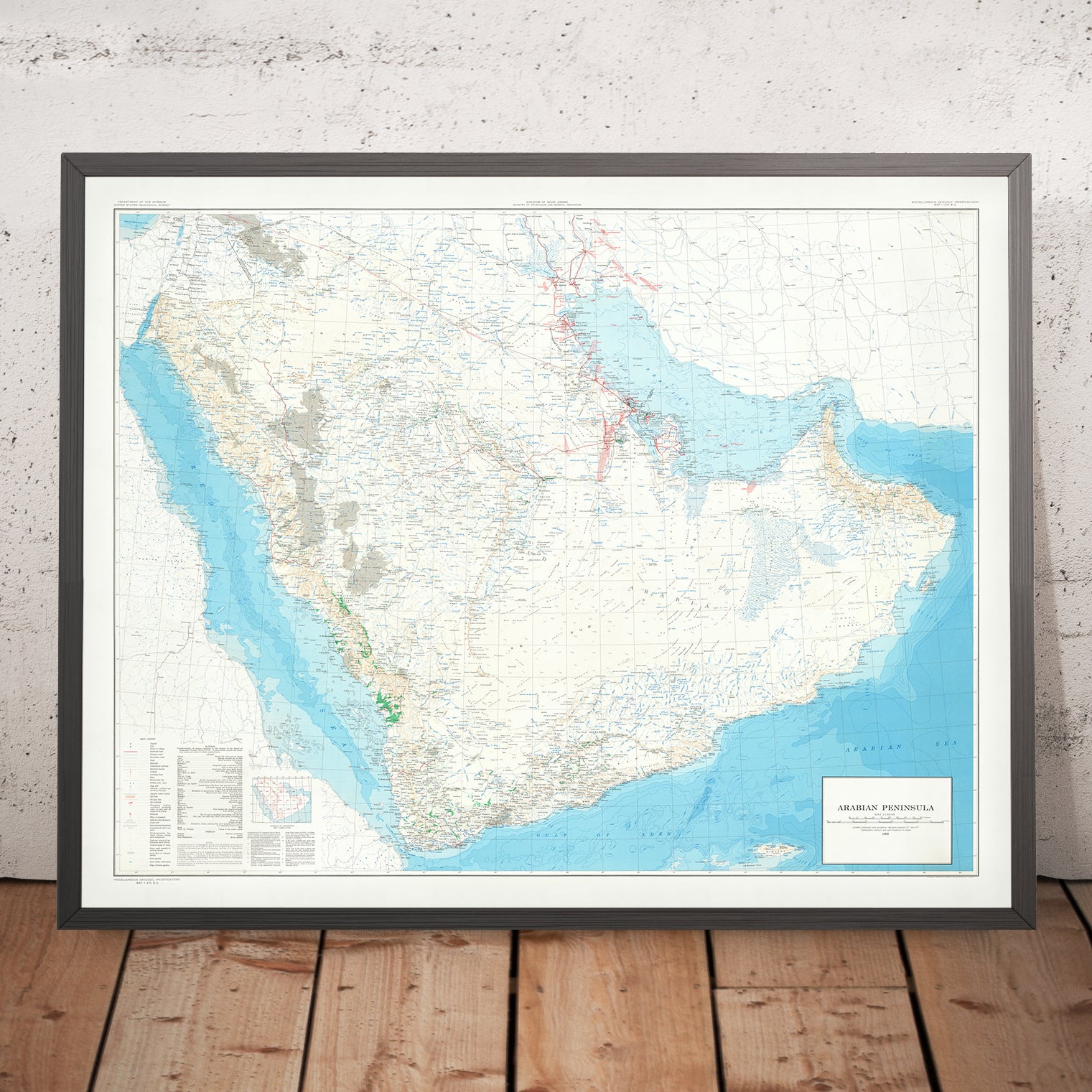 Large Geological Oil Map of the Arabian Peninsula: Pipelines, Dubai, K ...