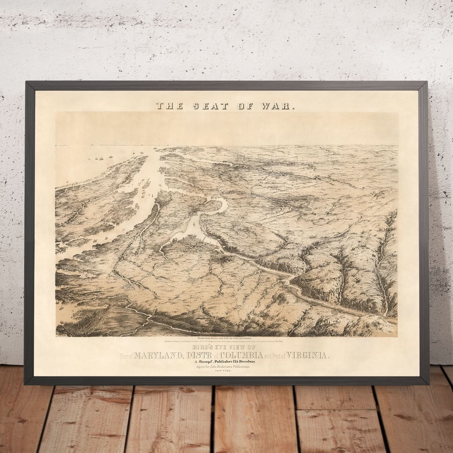 US Civil War Chart by Bachman, 1861: "The Seat of War", Virginia, Mary ...