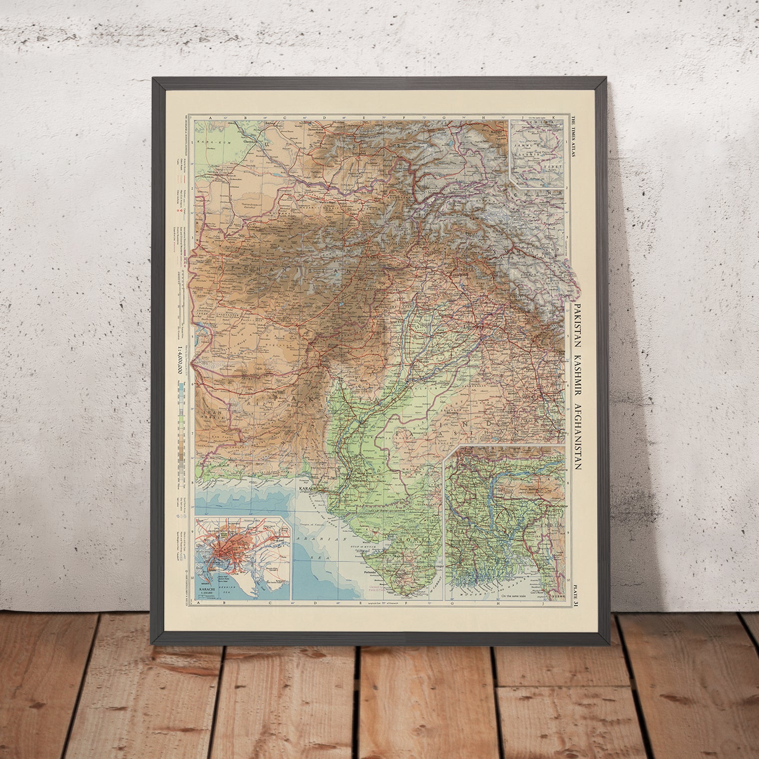 Ancienne carte du Cachemire, du Pakistan et de l'Afghanistan par Barth ...