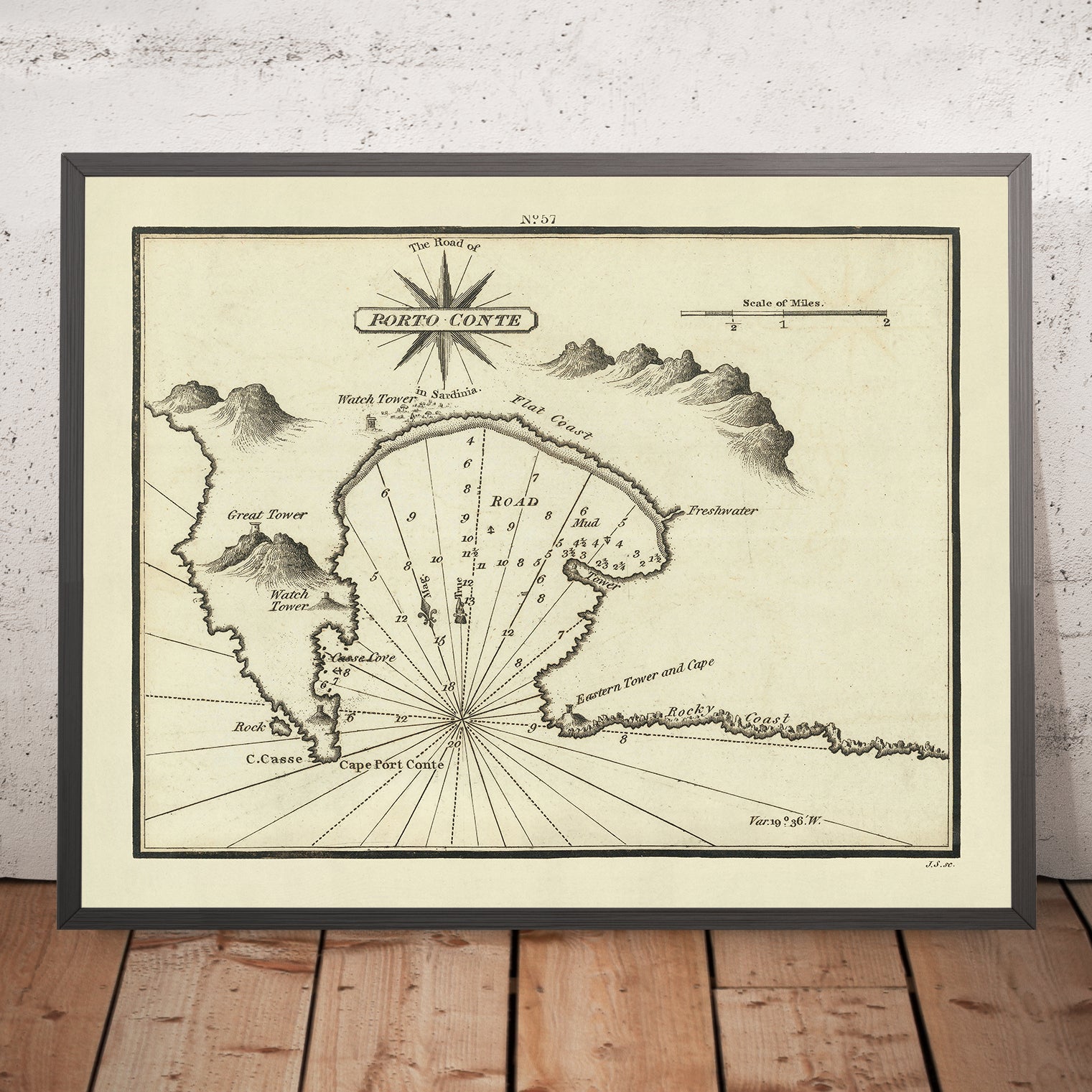 Old Porto Conte Nautical Chart by Heather, 1802: Sardinia, Soundings ...