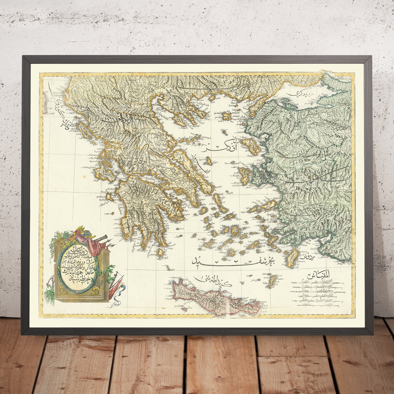 Old Arabic Map of Greece & Turkey, Raif Efendi, 1803: Athens, Crete, t ...