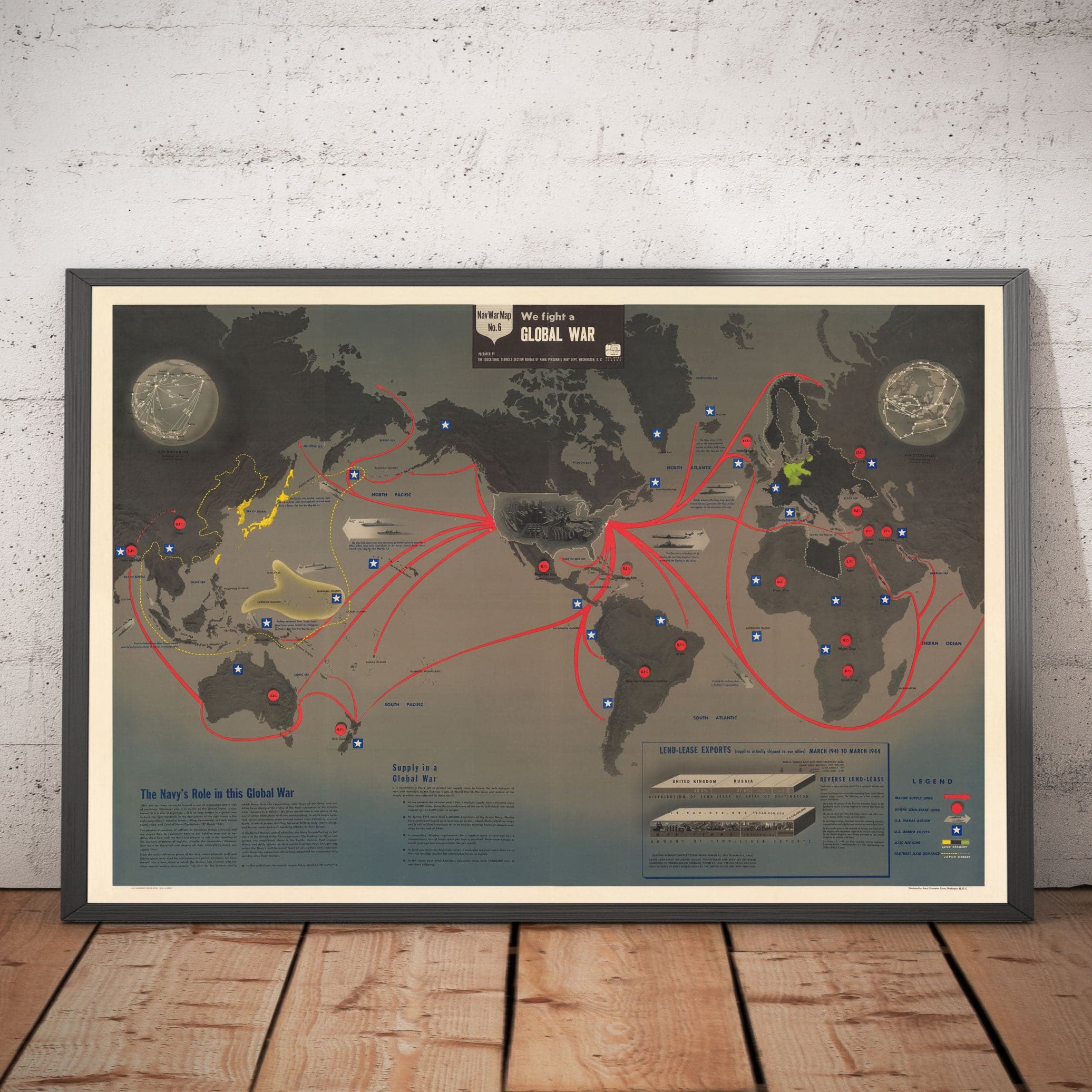 NavWarMap No. 6 - Antiguo mapa de la Segunda Guerra Mundial, 1944 ...