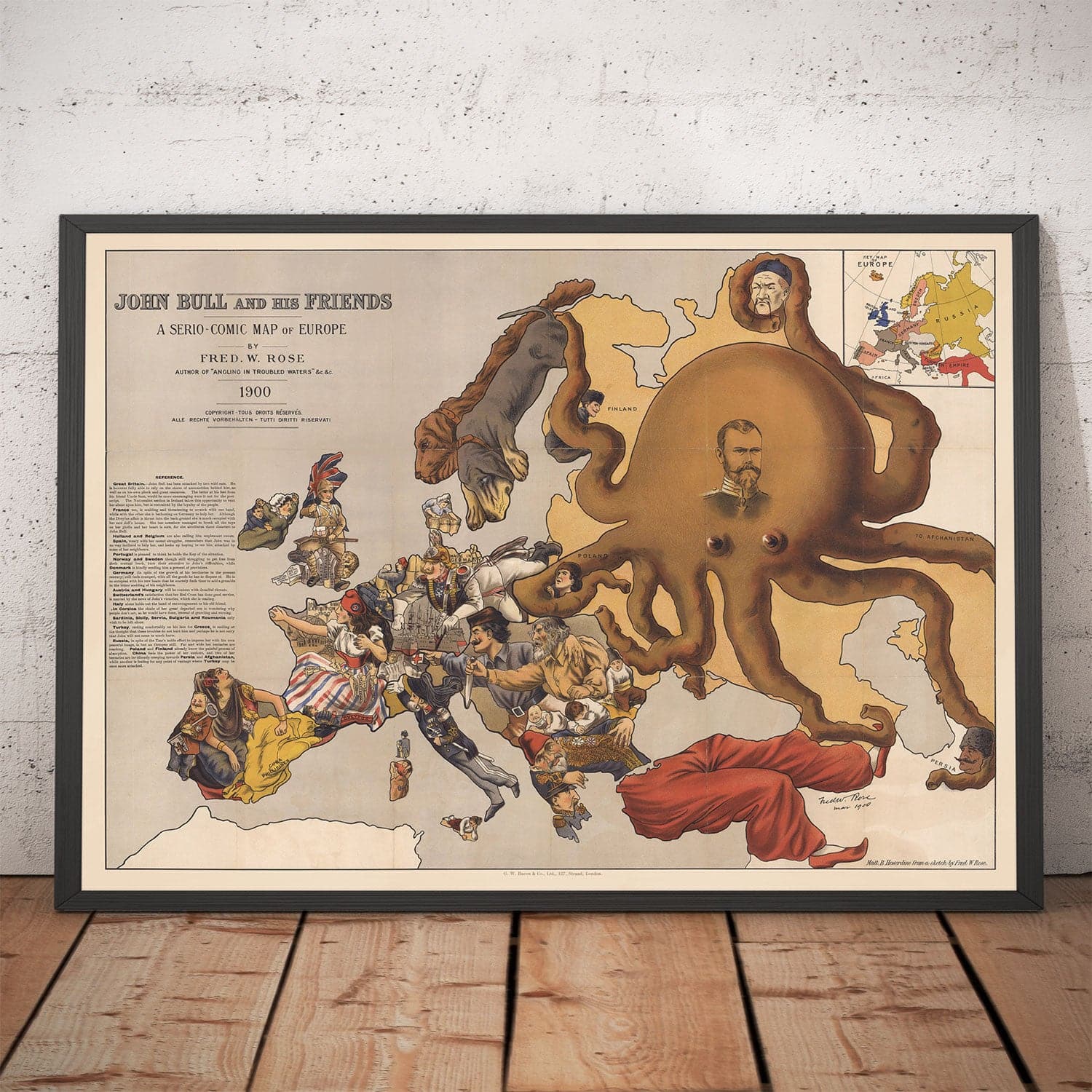 Old Satirical Map of Europe, 1900 by Fredrick Rose - John Bull Propaga ...