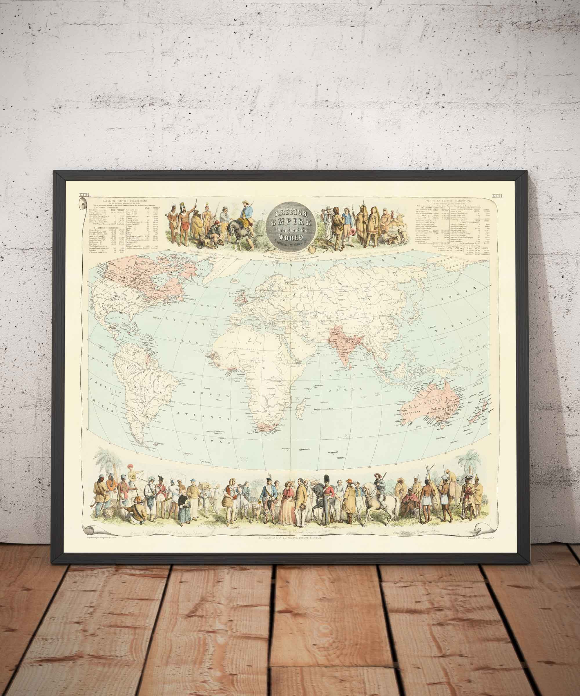Old World Map of the British Empire, 1872 by Fullarton - Inhabitants ...