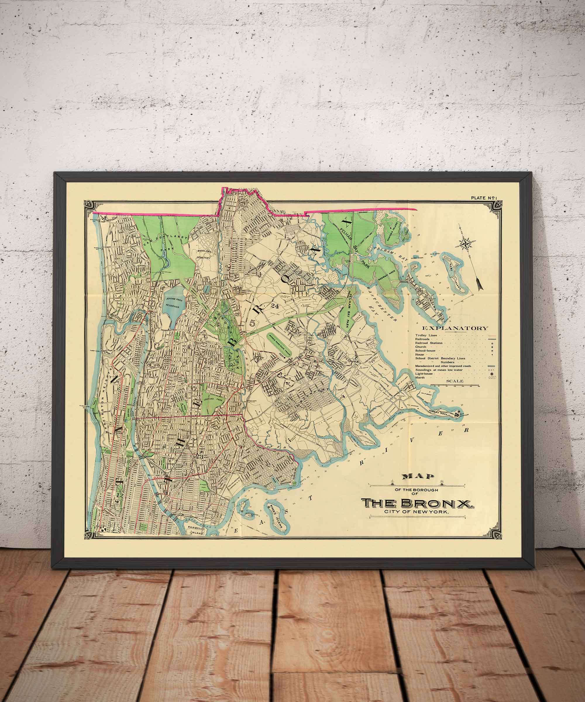Old Map of the Bronx in 1900 by Hyde and Co. - New York City, Pelham B ...