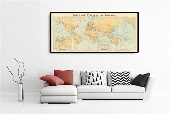 Old Cable and Wireless World Map, 1938 - (Very Early) Internet & Subma ...