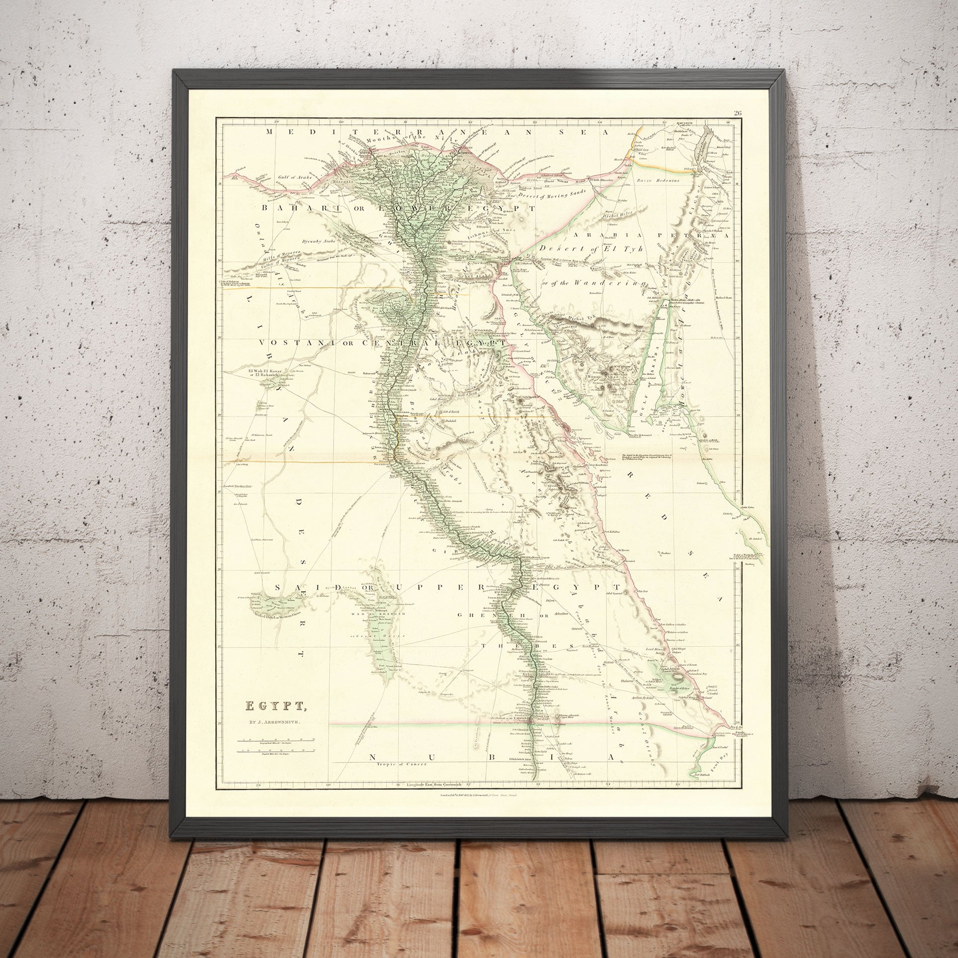Old Map of Egypt, 1832 by Arrowsmith - Cairo, Giza, Alexandria, Pyrami ...