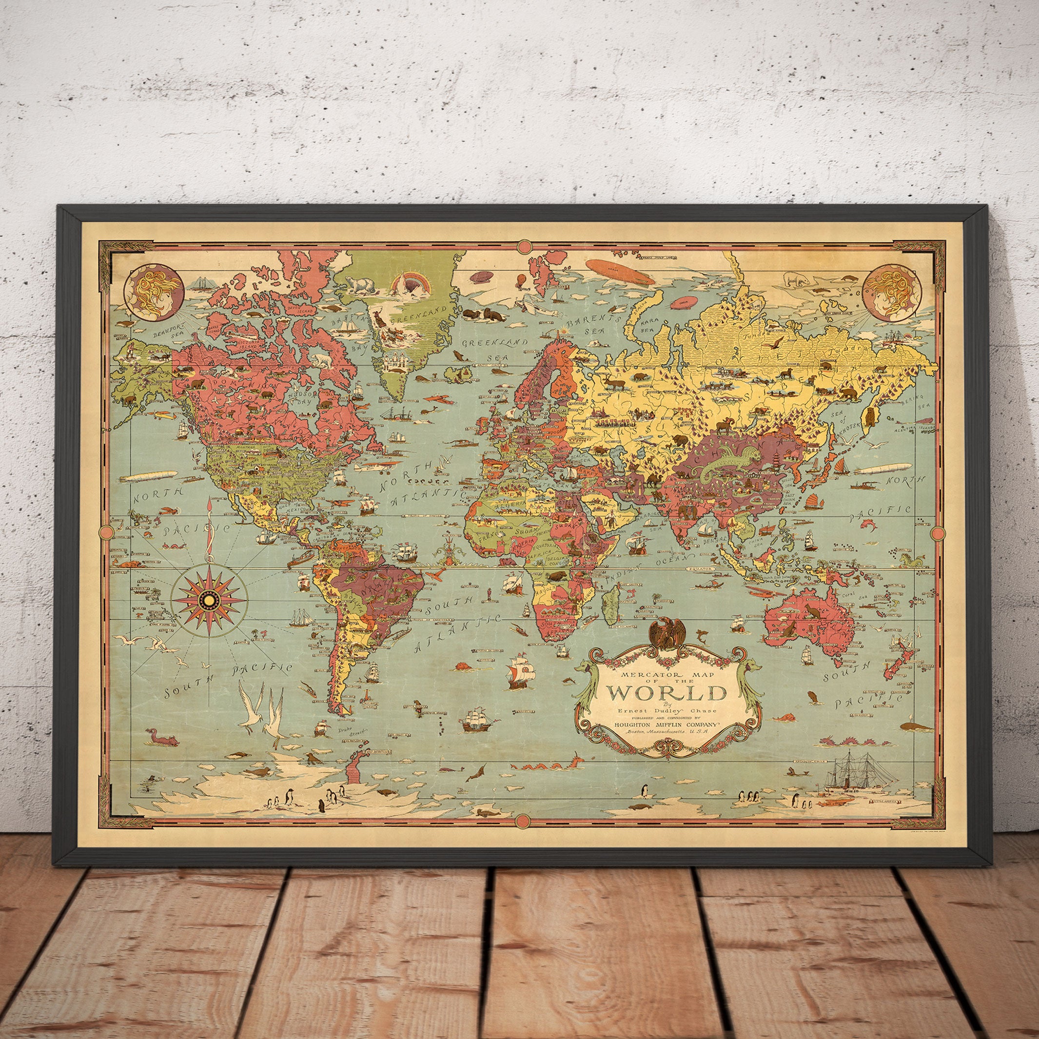Old Mercator Map of the World in 1931 by Ernest Dudley Chase - Mythica ...