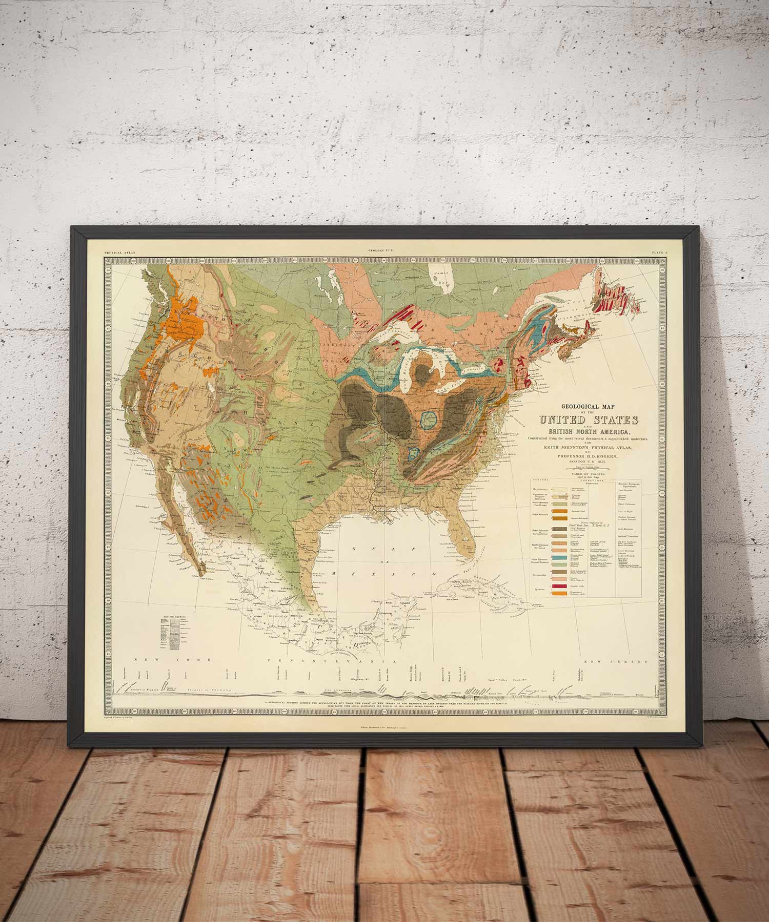 Old Geology Map of the USA and Canada by Rogers & Johnston, 1856 - Geo ...